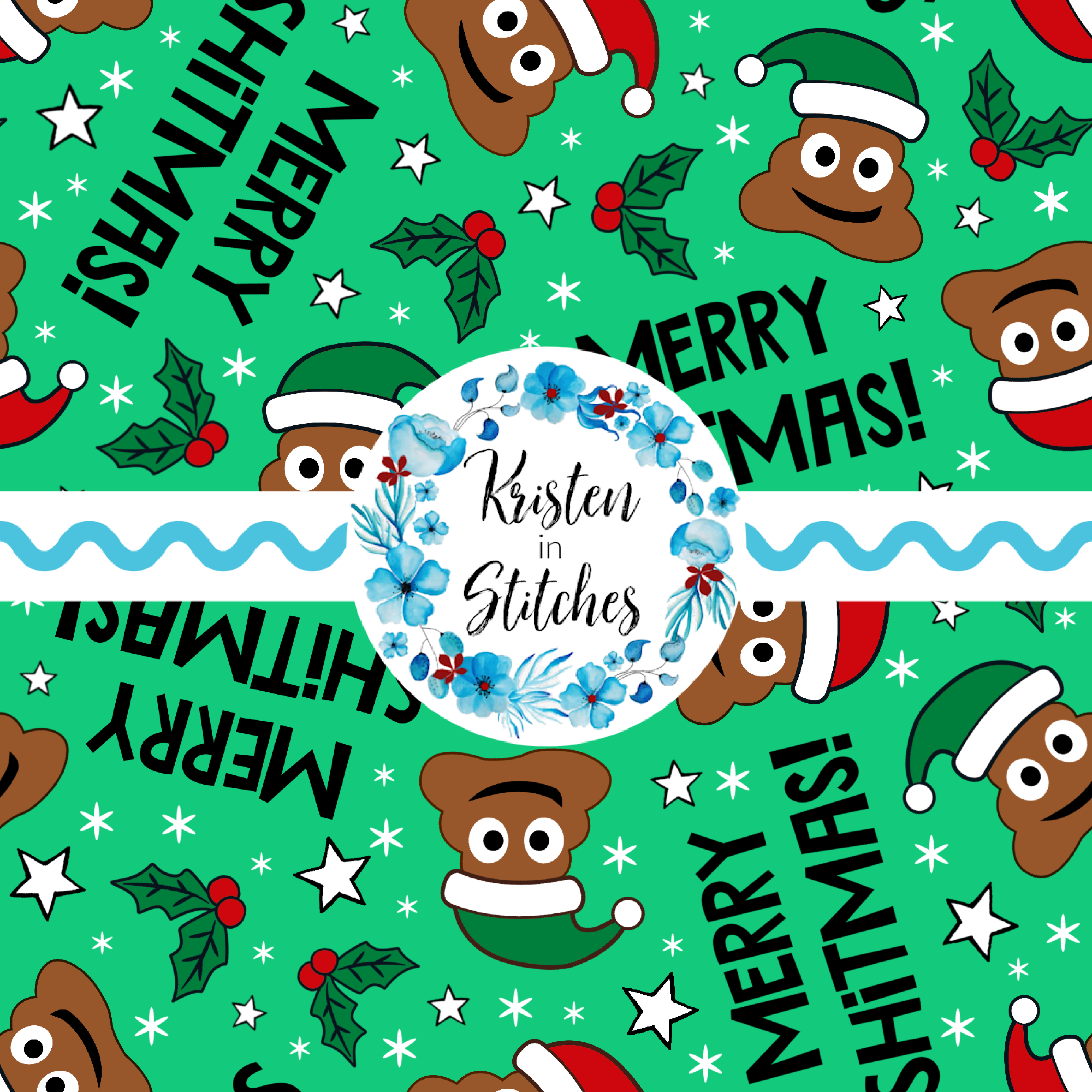 Merry Shitmas! Sarcastic Christmas Poop Emoji Santa Seamless Pattern ...