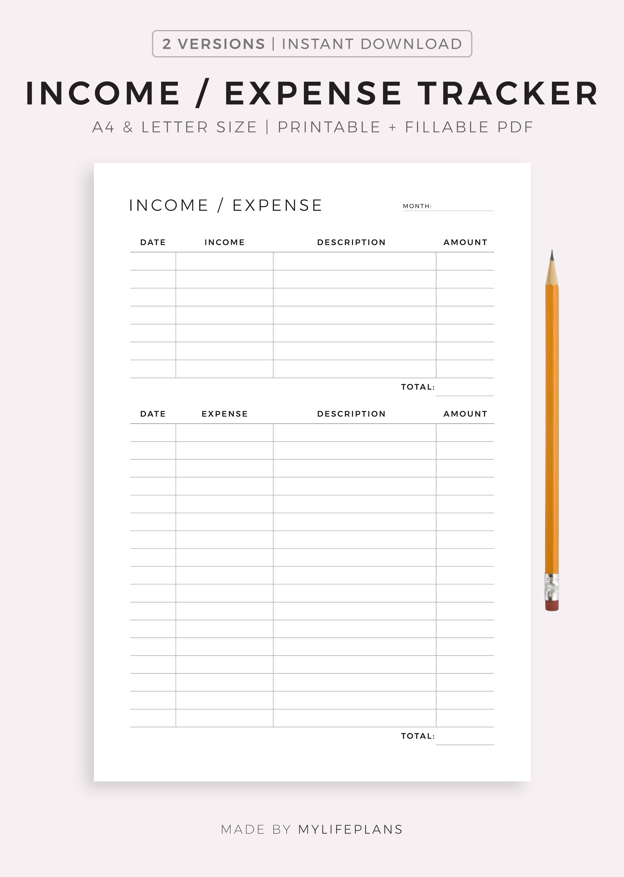 Income Tracker, Expense Tracker, Financial Planner, Monthly Budget ...