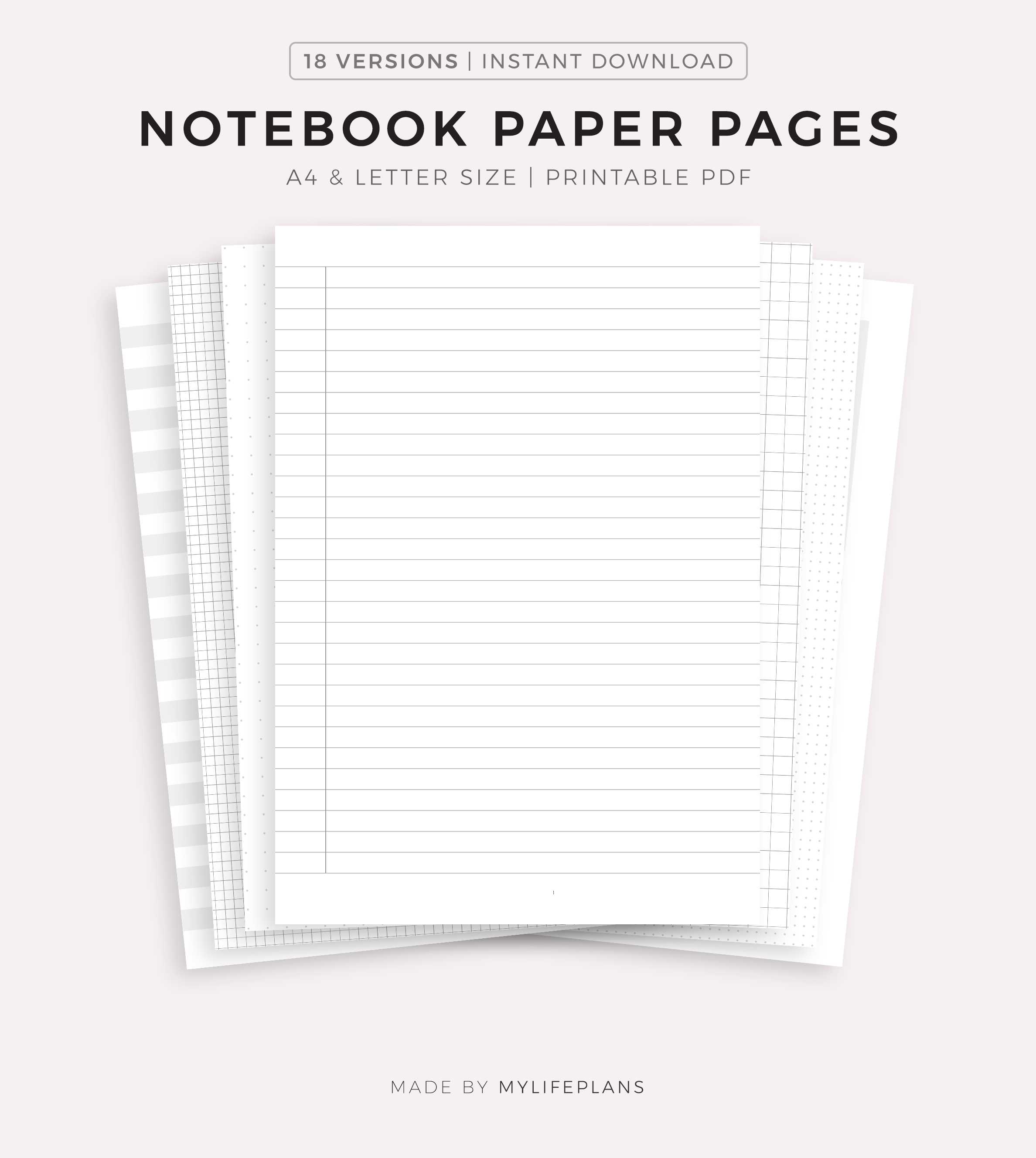 Notebook Paper Pages Printable, A4/Letter Size - Payhip