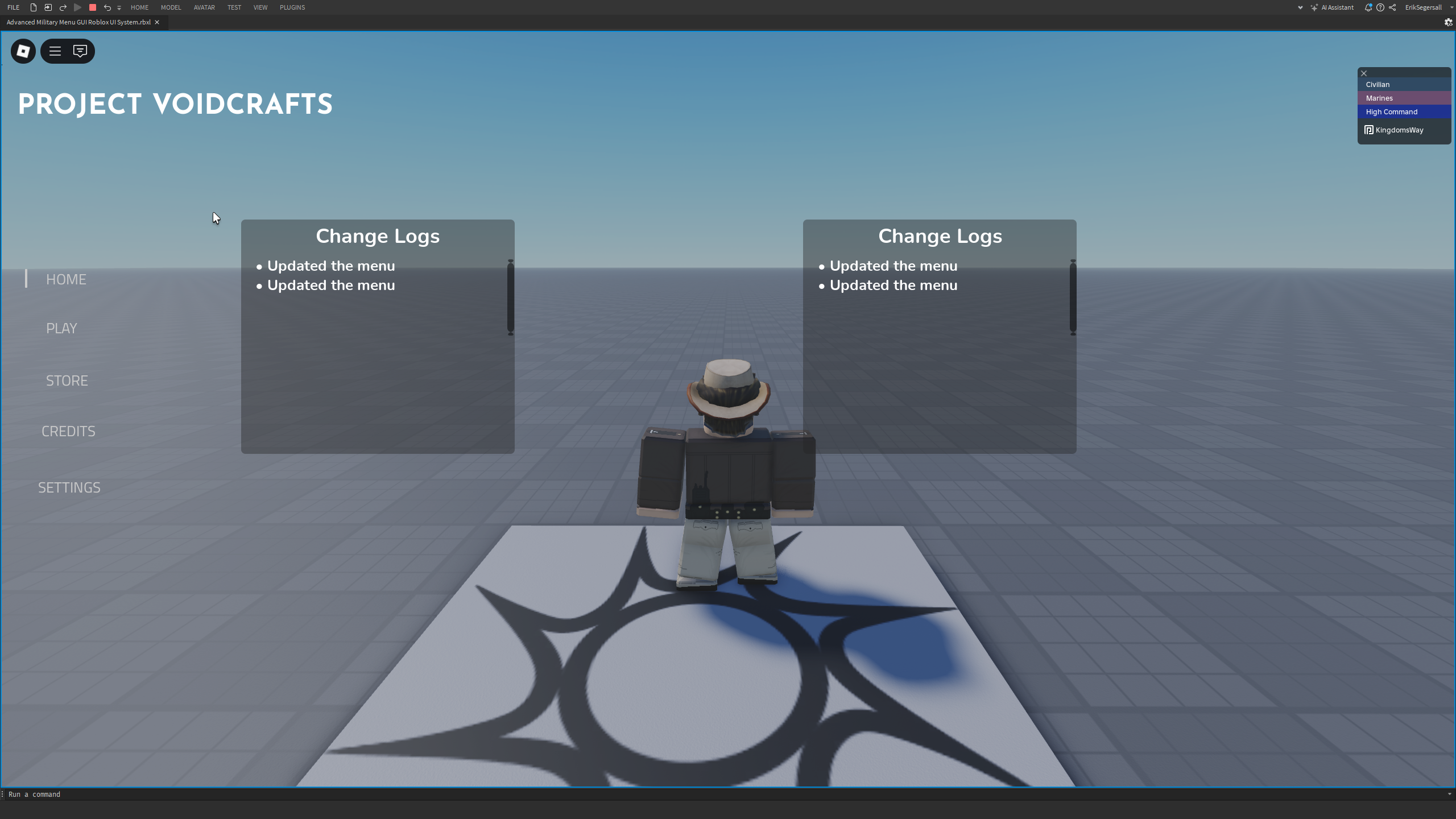 Advanced Military Menu GUI – Roblox UI System