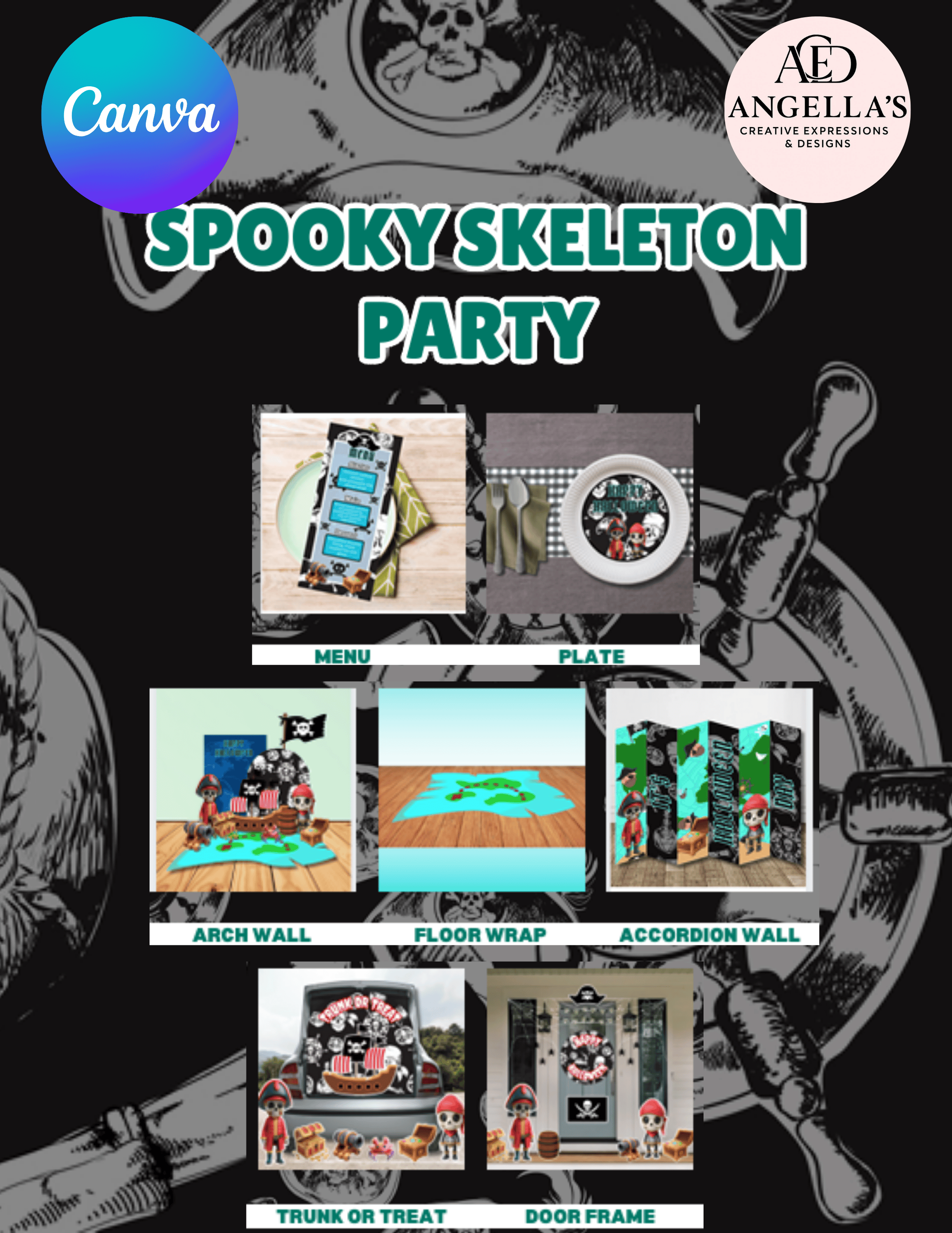 Spooky Skeleton Digital Party Bundle - Payhip