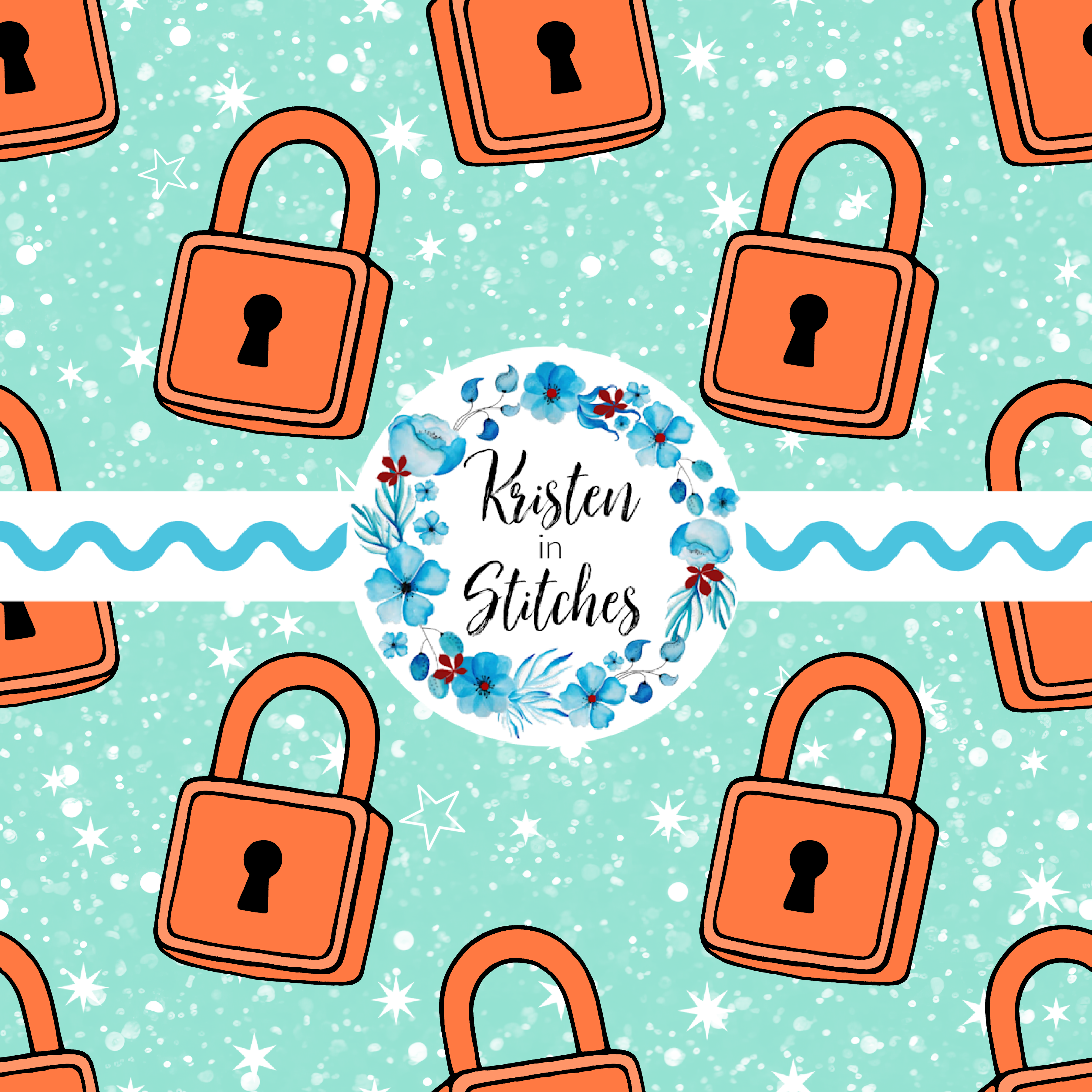 Showgirl Orange Locks on Soft Mint Sparkle Seamless Pattern - Payhip