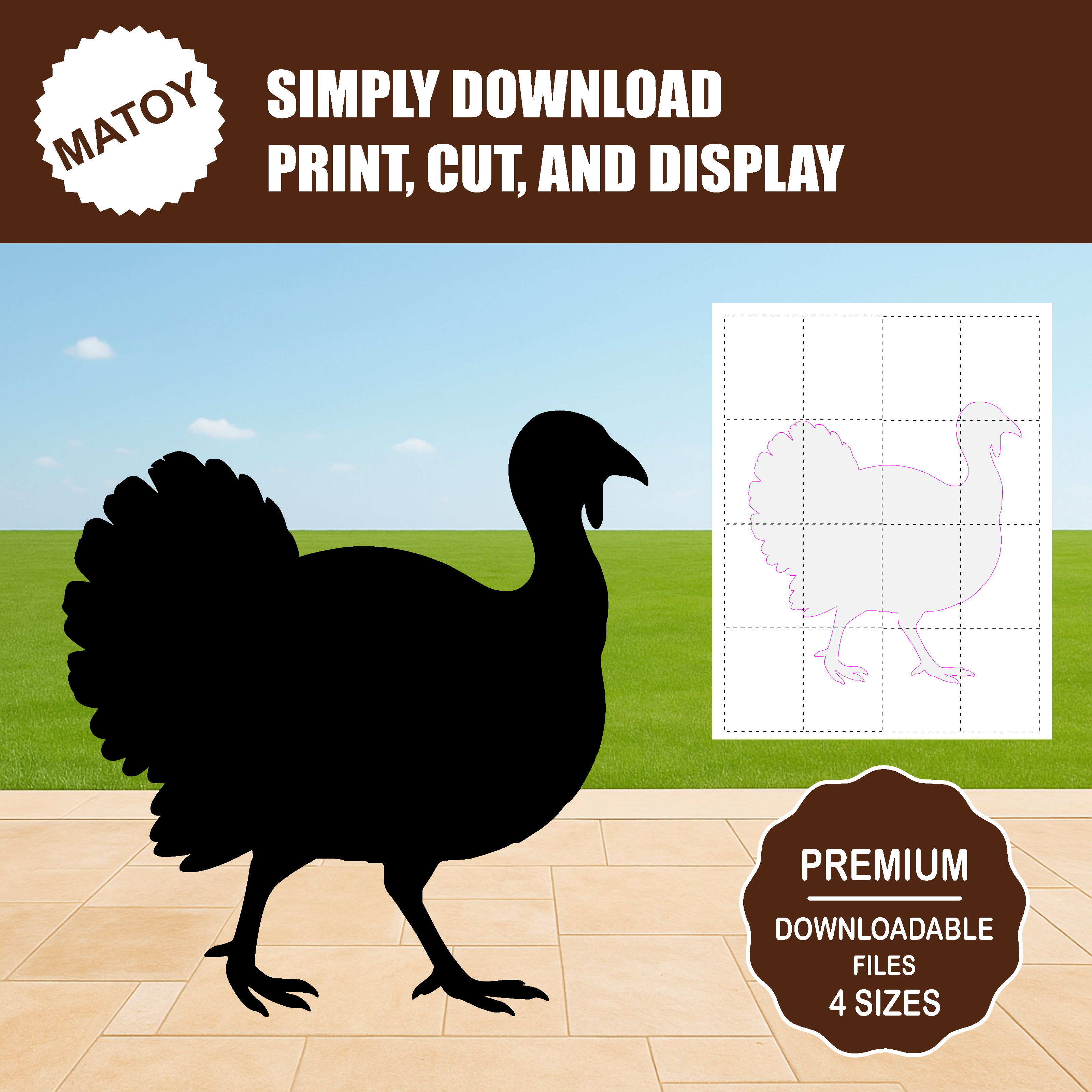 Turkey Walking Yard an Wall Art Pattern | Trace & Cut Silhouette ...