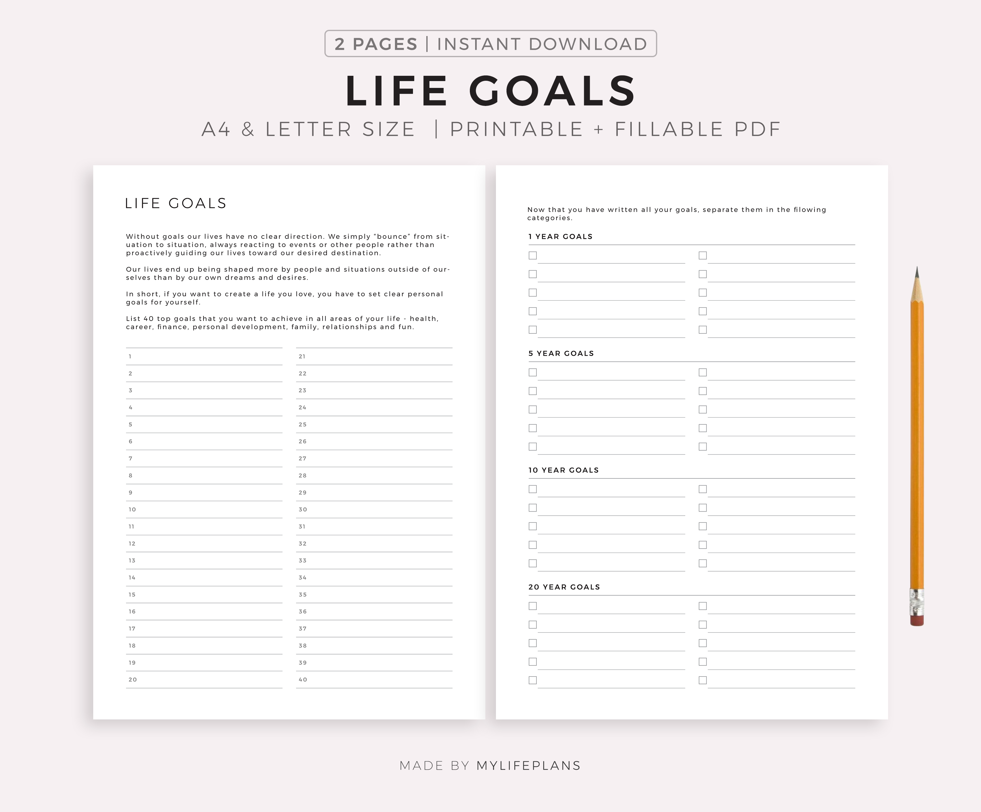 Life Goals Planner, Goal Setting, Life Vision Planner, My Future, Dream ...