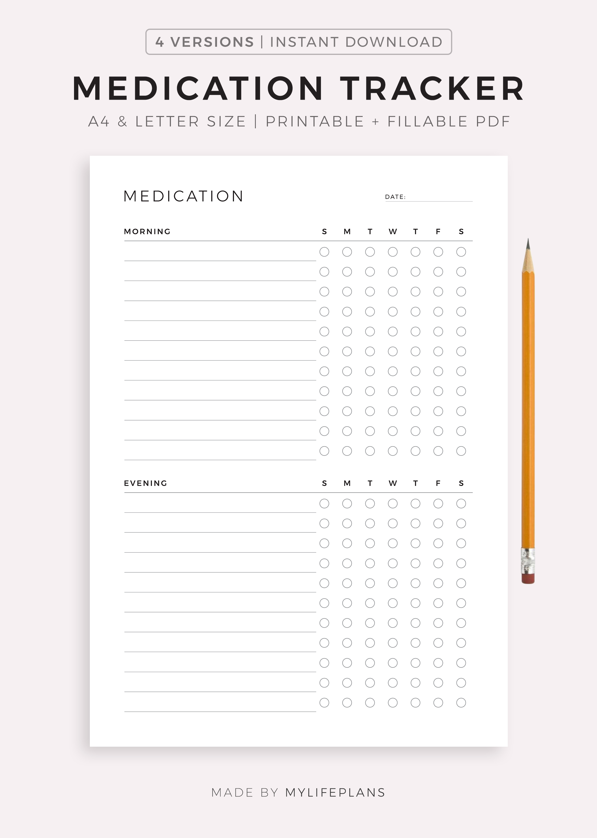 Daily Medication Tracker Printable, Medication Intake Reminder ...