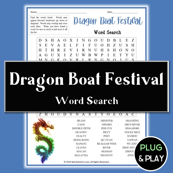 Dragon Boat Festival Word Search Printable | Chinese Culture & Holiday ...