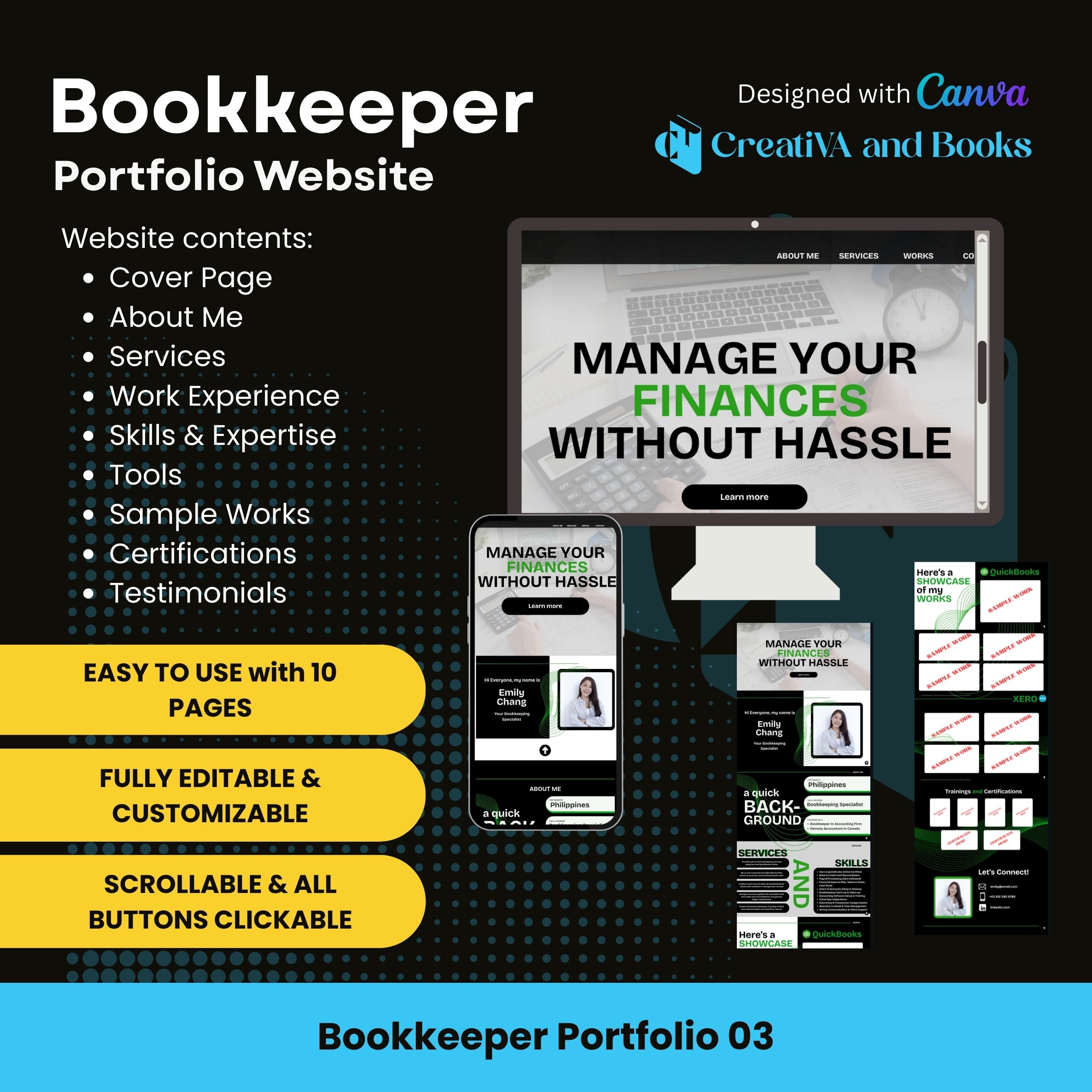 Bookkeeper Portfolio Website Template - Payhip