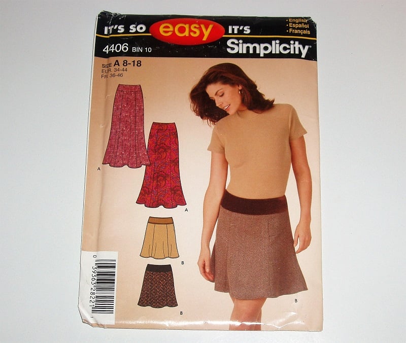 🧵 Simplicity 4406 Misses Skirt Sewing Pattern Sz 8–18 – Easy to Sew