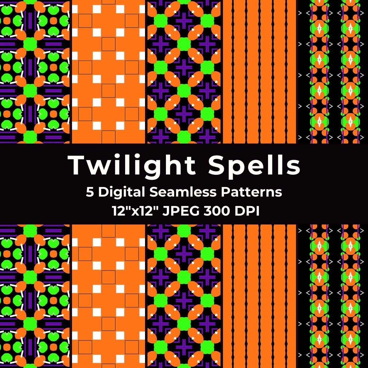 Twilight Spells - 5 Digital Seamless Patterns - Instant Download