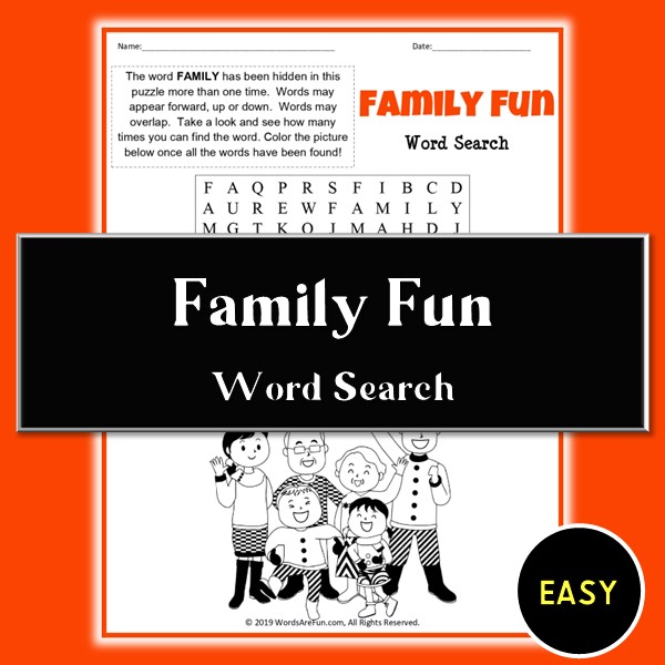Family Word Search Puzzle | Easy Printable PDF Activity for Kids ...