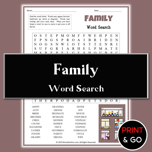 Family Word Search Printable | 30 Family Vocabulary Words | PDF Puzzle ...