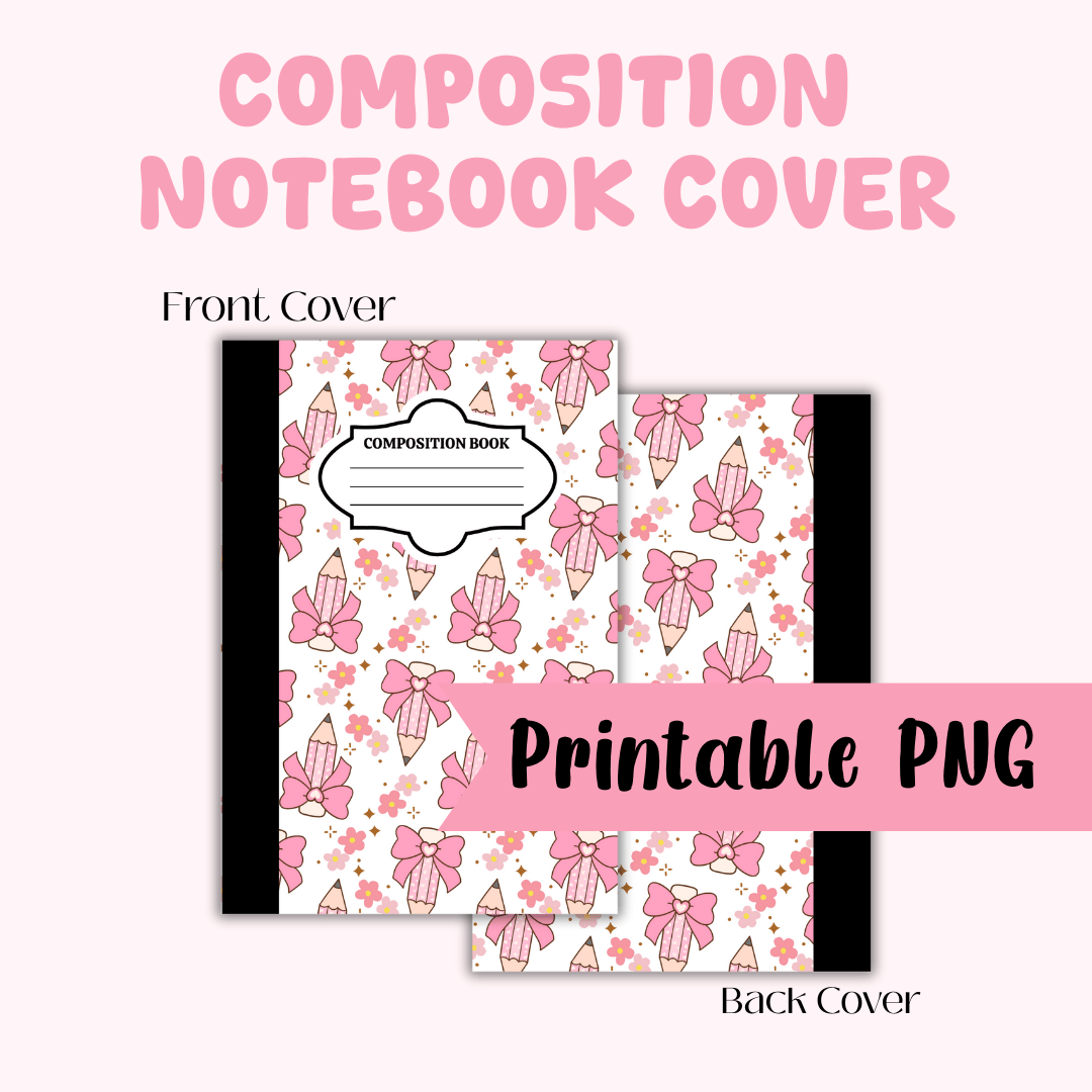 Pencil Bow Composition Notebook Cover - Payhip