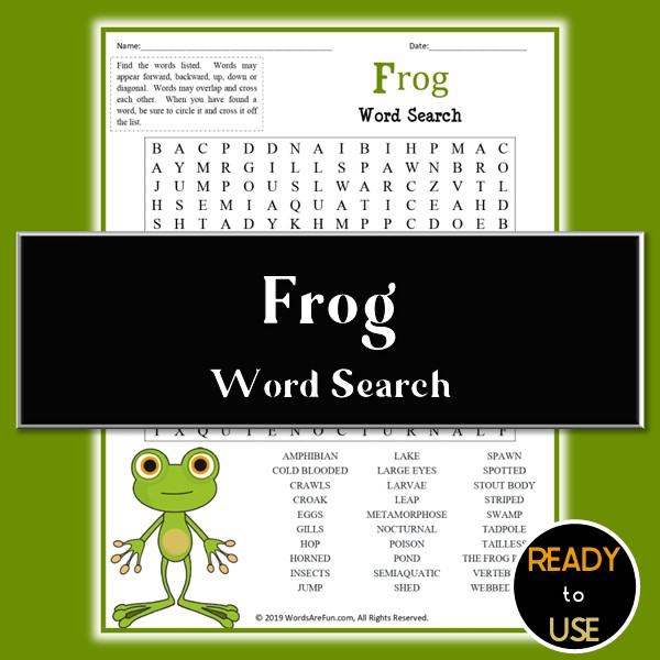 Frog Word Search Puzzle | Fun Amphibian & Pond Life Activity for Kids ...
