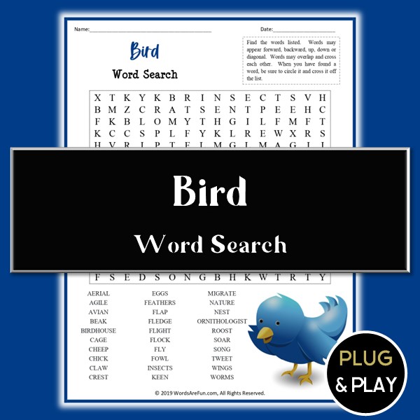 Bird Word Search Puzzle | Fun Avian Activity Worksheet for Kids ...