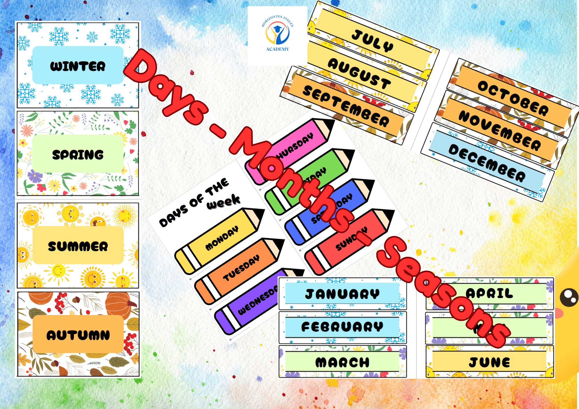 Seasons - Months - Days of the week FLASHCARDS - Payhip