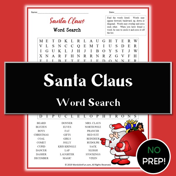 Santa Claus Word Search Puzzle | Printable Christmas Activity for Kids ...