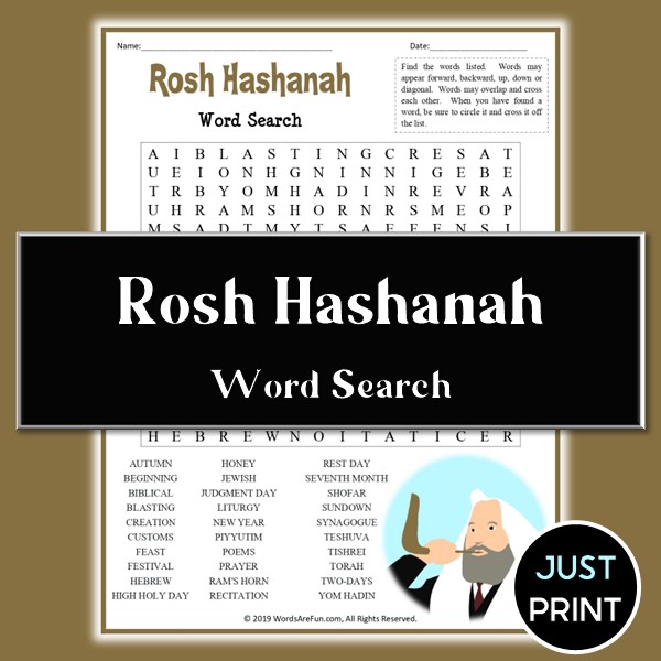 Rosh Hashanah Word Search Puzzle | Printable Jewish New Year Activity ...