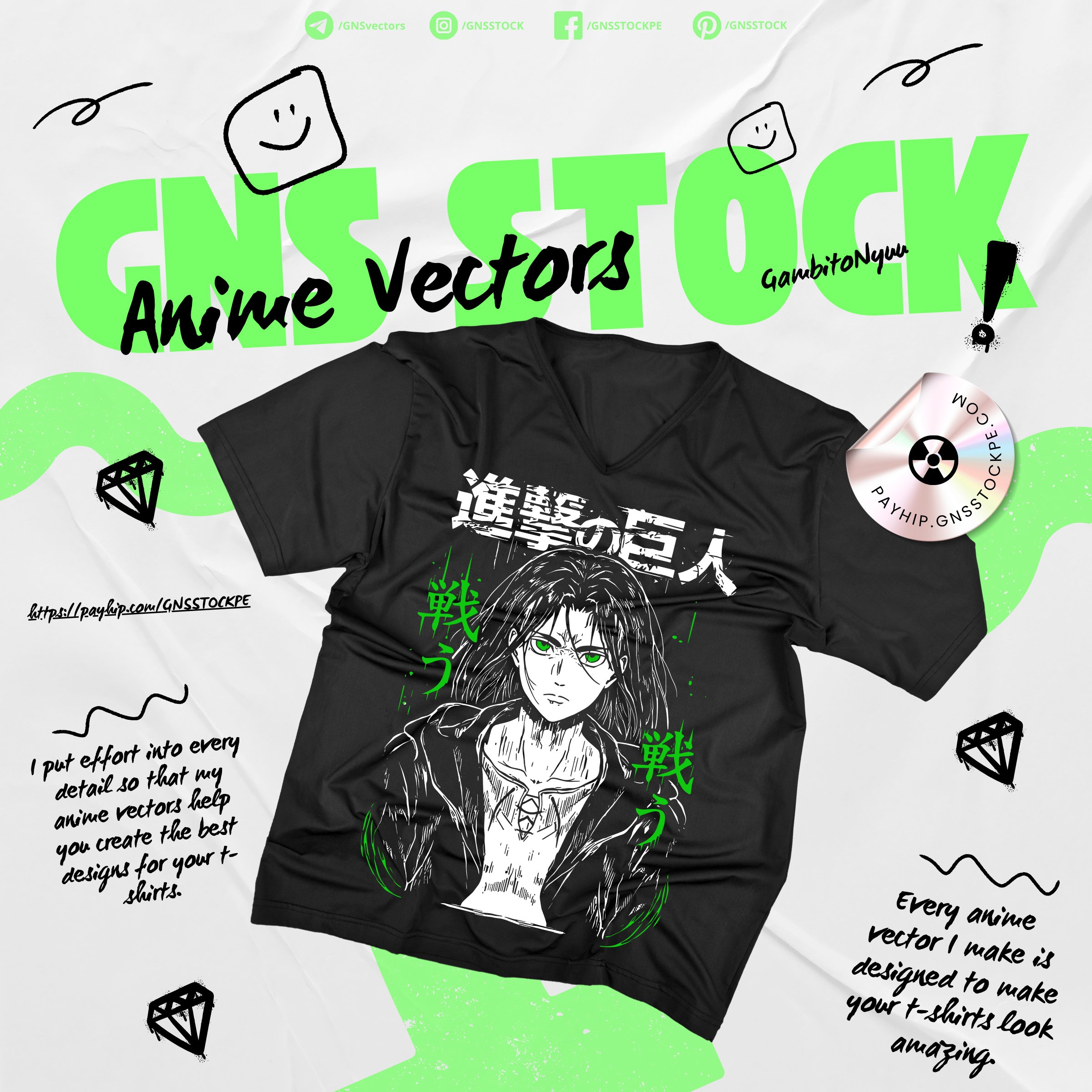 Anime Vector – Eren Jaeger | Attack on Titan | Design for DTF ...