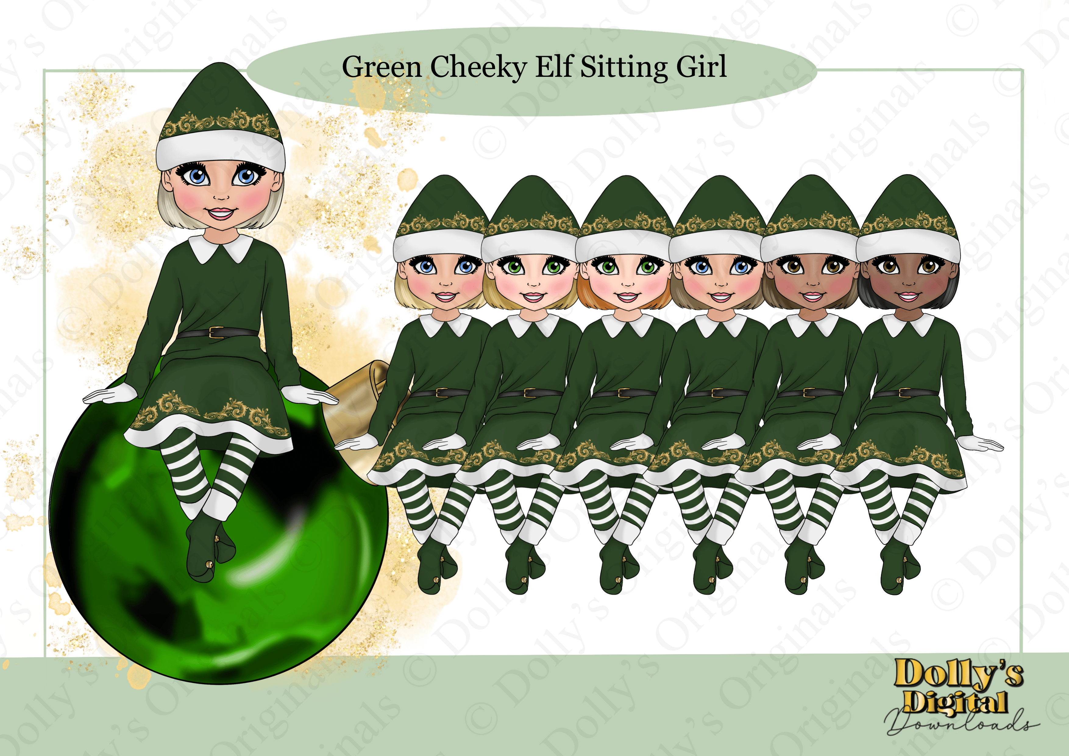 Green Cheeky Elf Sitting Girl - Payhip
