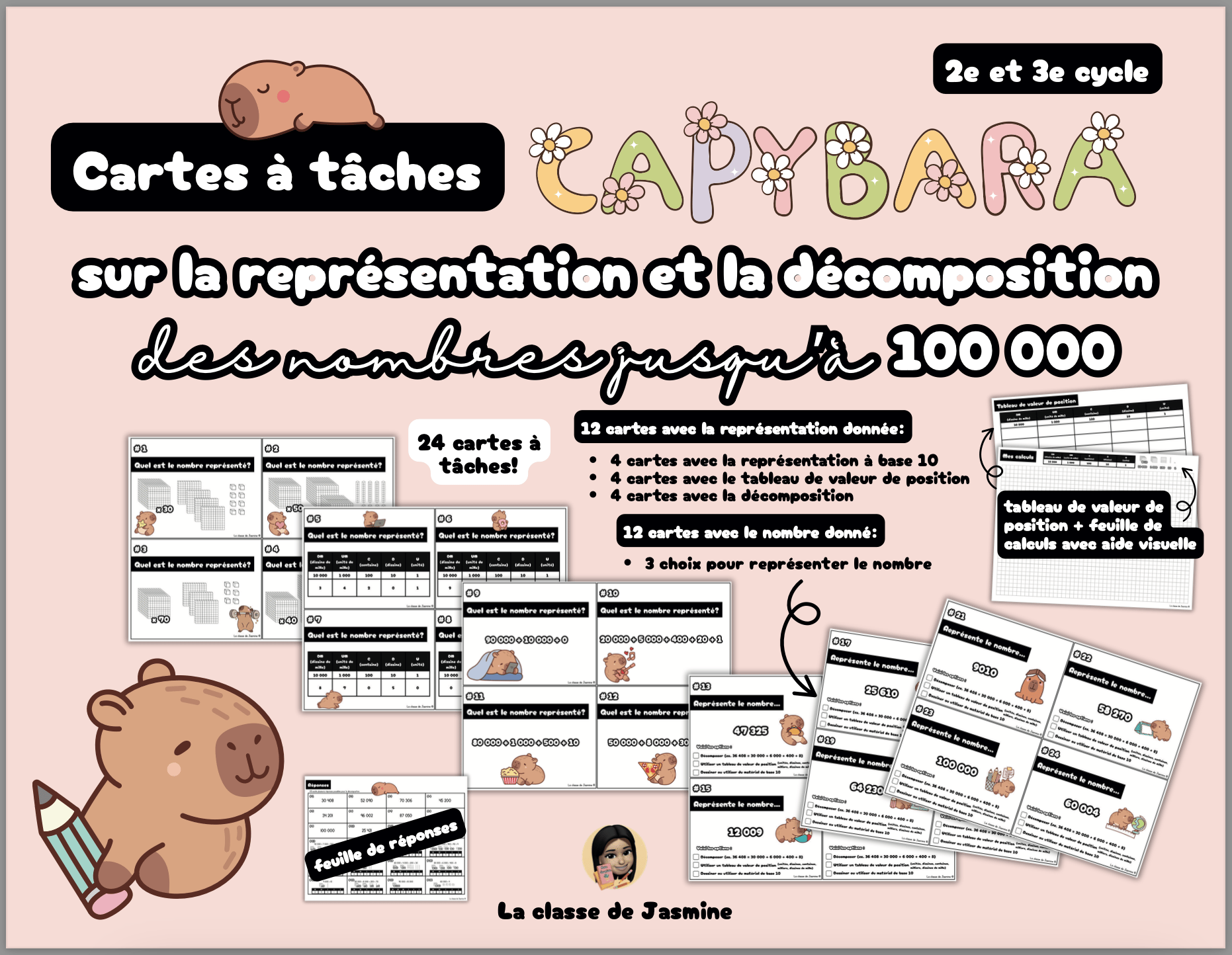Cartes à tâches (thème capybara) – Représentation et décomposition des ...