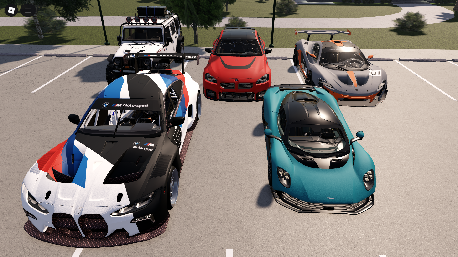 Roblox Urban Car Pack – BMW, McLaren, Jeep & Aston Martin Collection