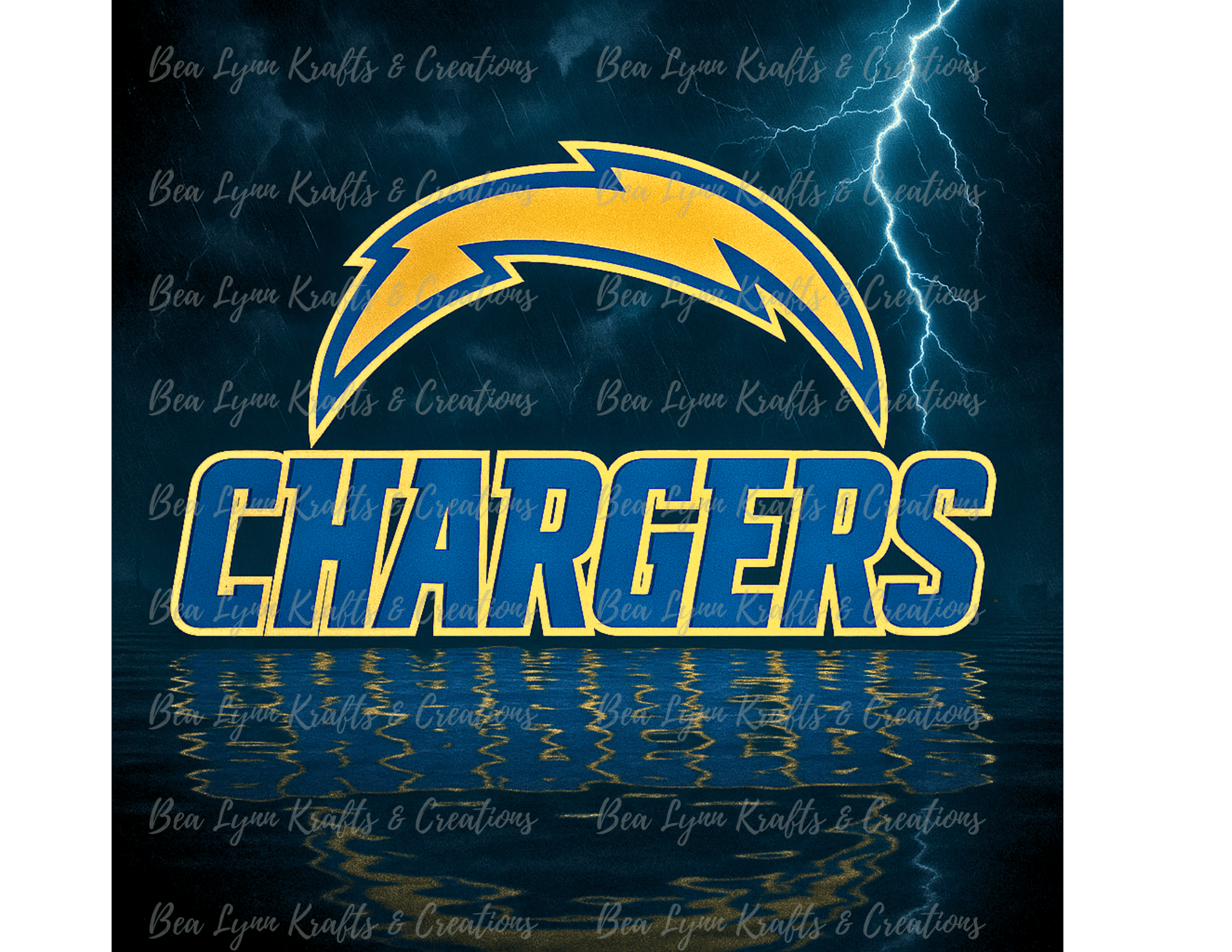 Los Angeles Chargers Storm PNG – Lightning Logo with Reflective Text ...