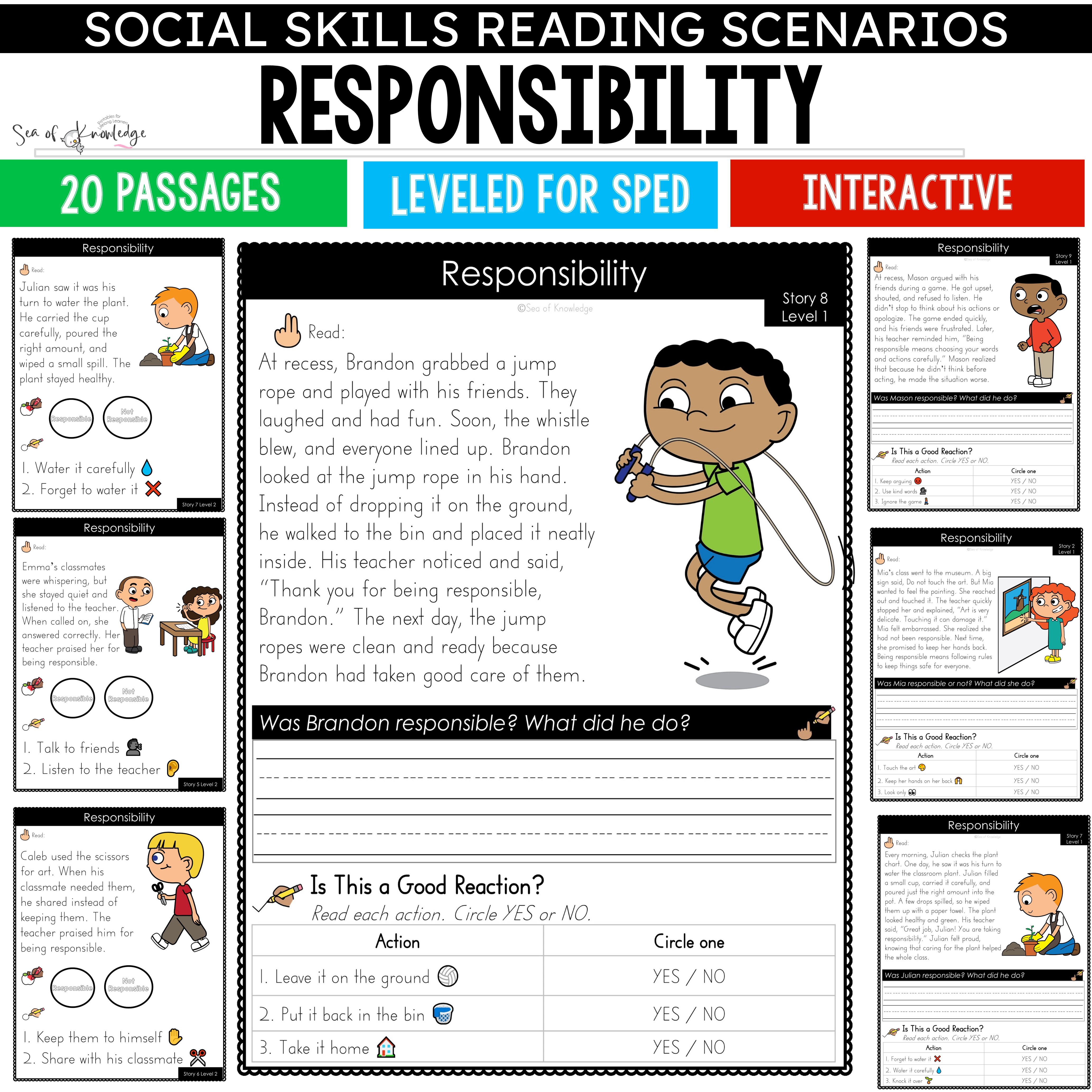 Responsibility Social Skills Scenarios | SEL Lessons & Worksheets for ...