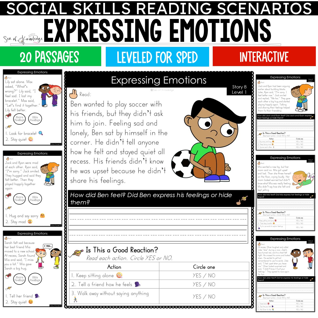 Expressing Emotions Social Story Pack | SEL Worksheets & Counseling ...