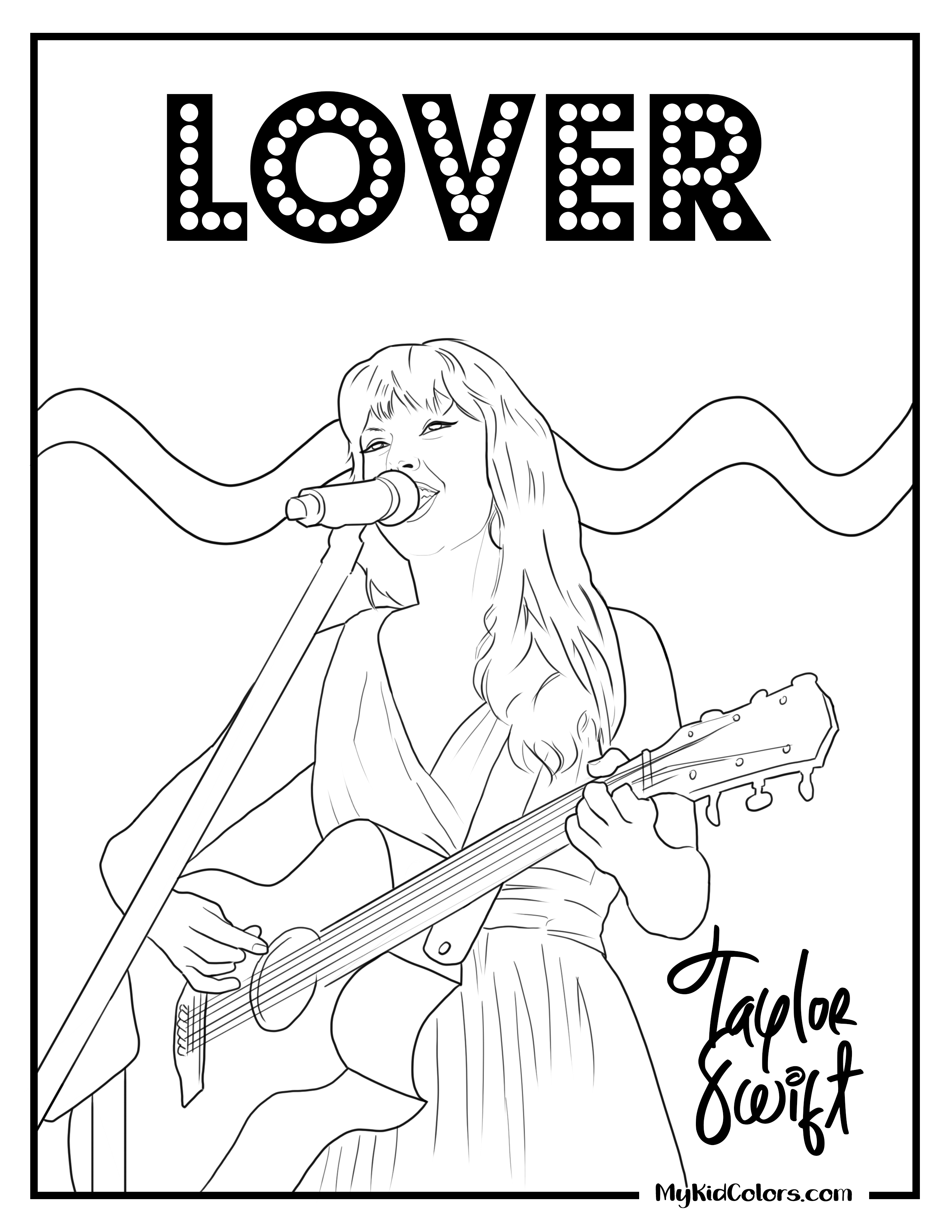 15 Free Hand-Drawn Taylor Swift Coloring Pages (15-Page PDF ...