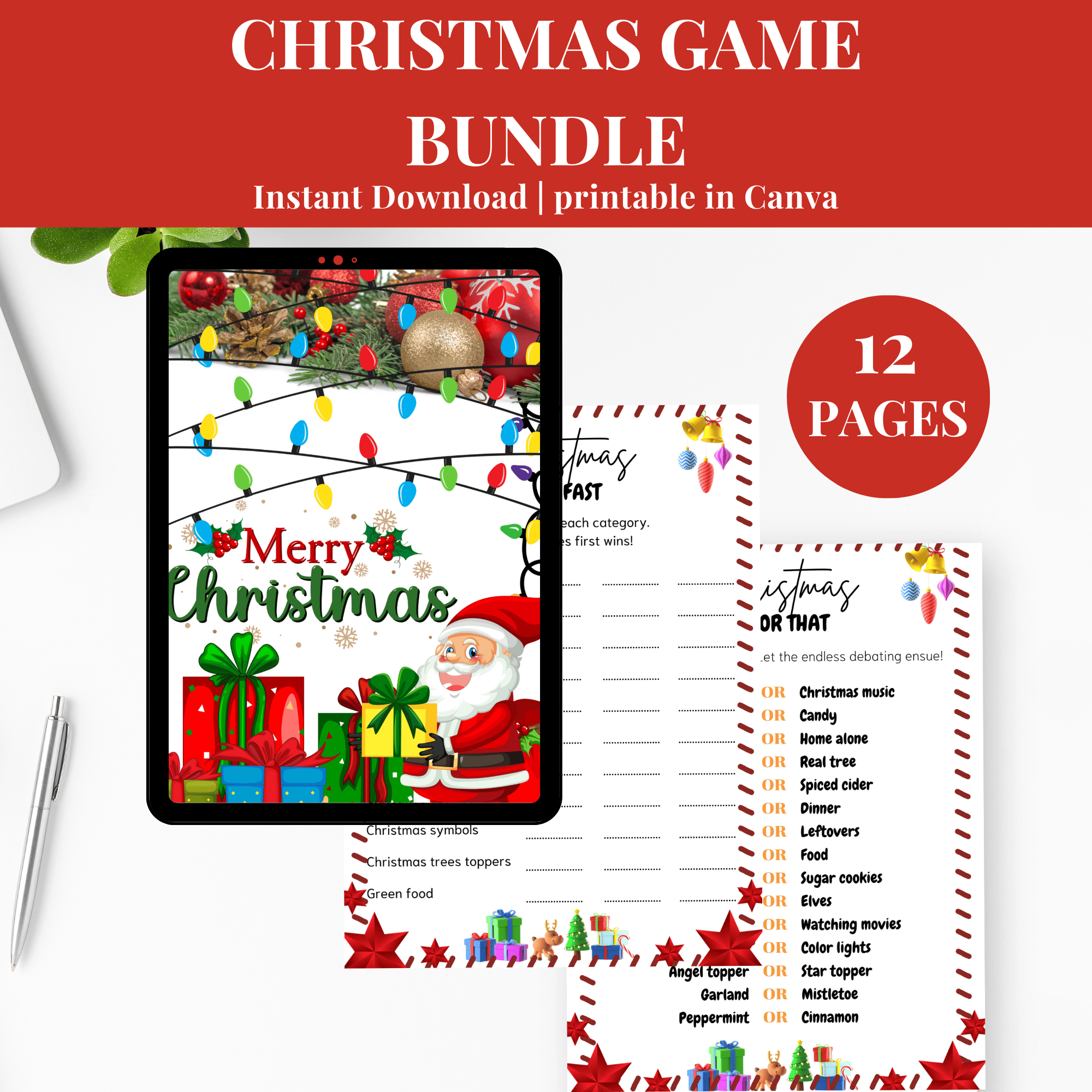 Christmas Games Bundle, Holiday Party Printable Activities, Family Fun ...