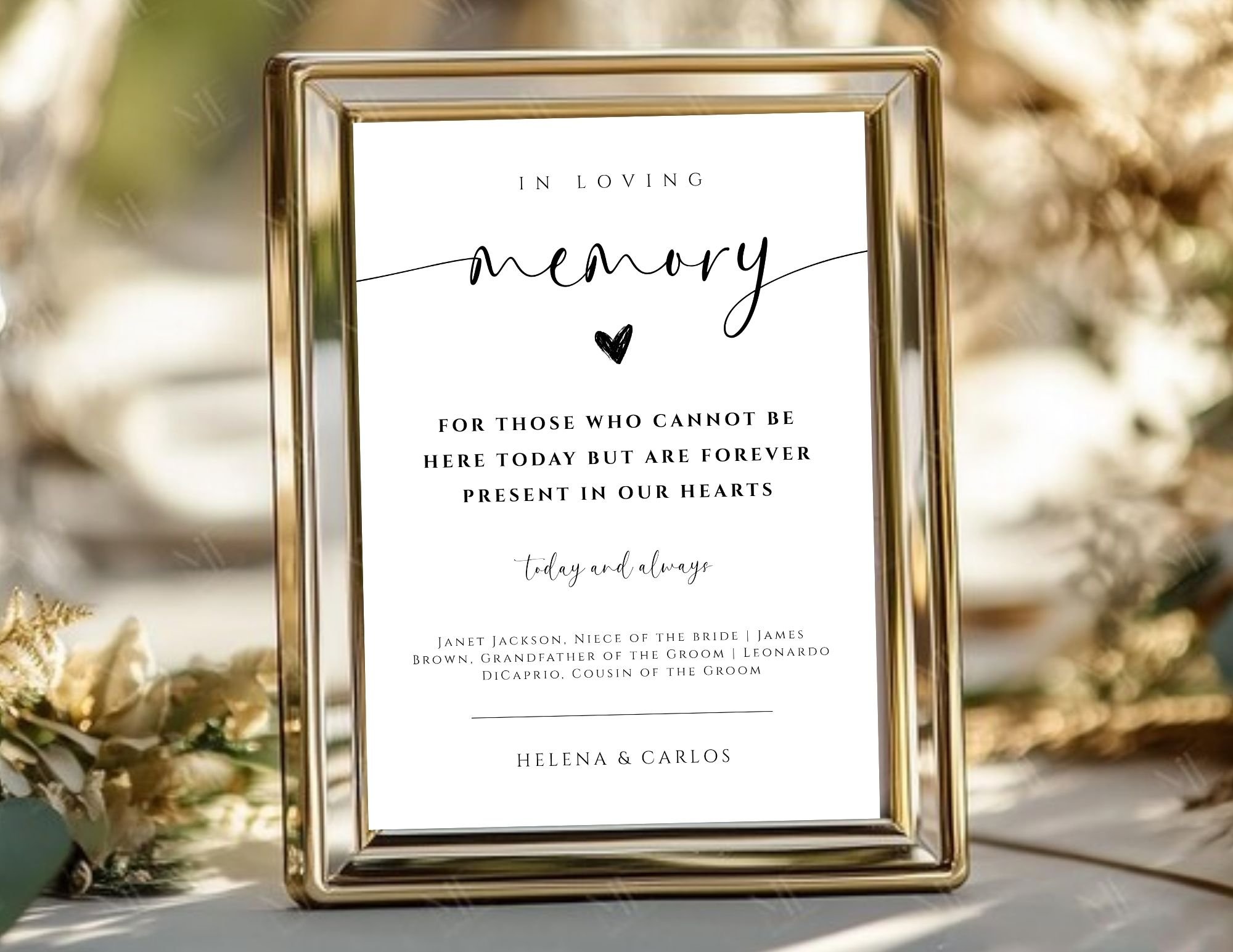 In Loving Memory Sign | Wedding Sign Template | ILM006