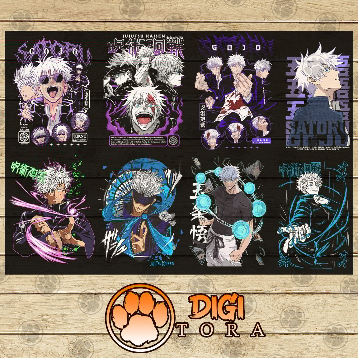 Pack Gojo Jujutsu Kaisen: 15 High-Resolution PNG Designs | Premium Backgroundless Images for DTF ...