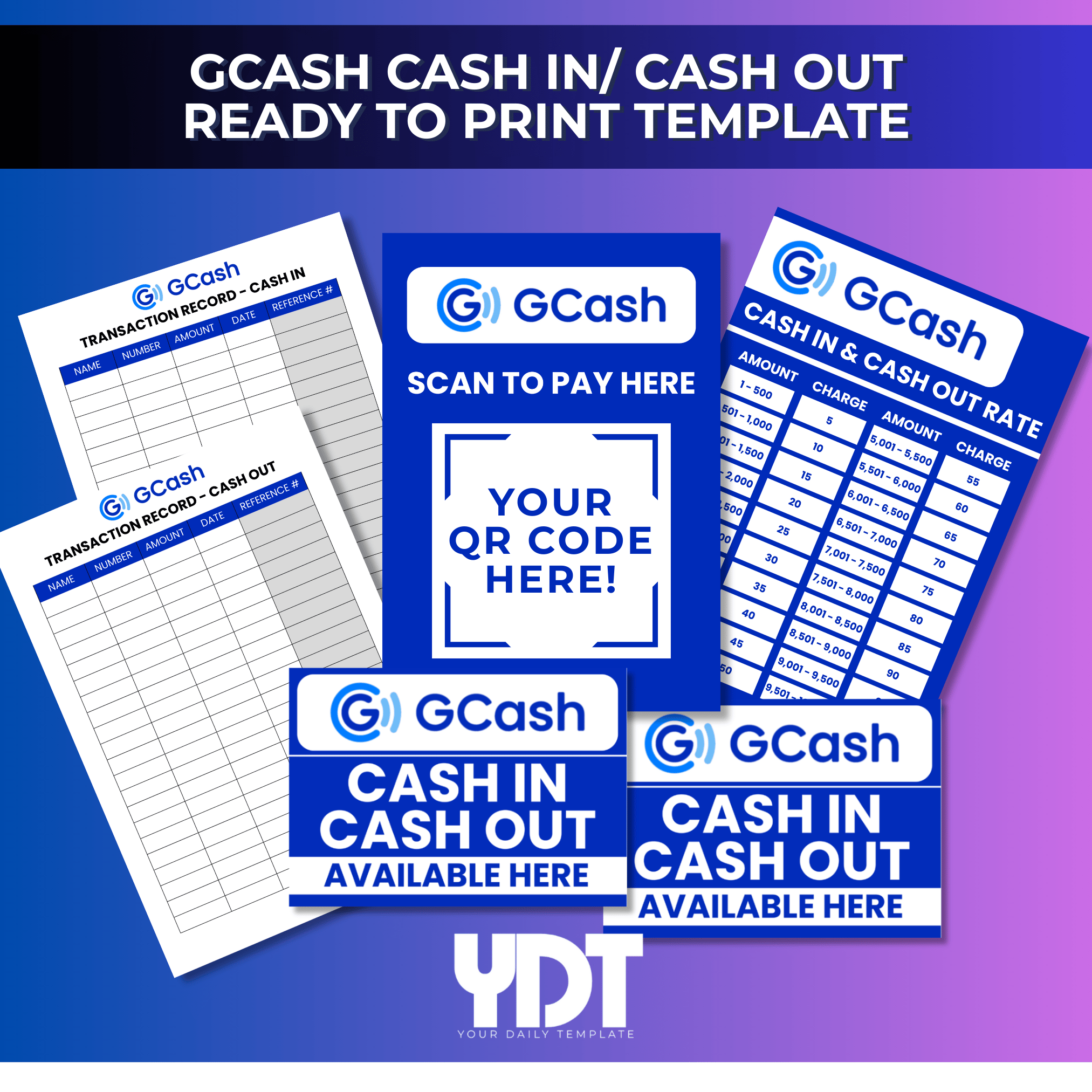 GCash Cash in & Cash out Template - Payhip