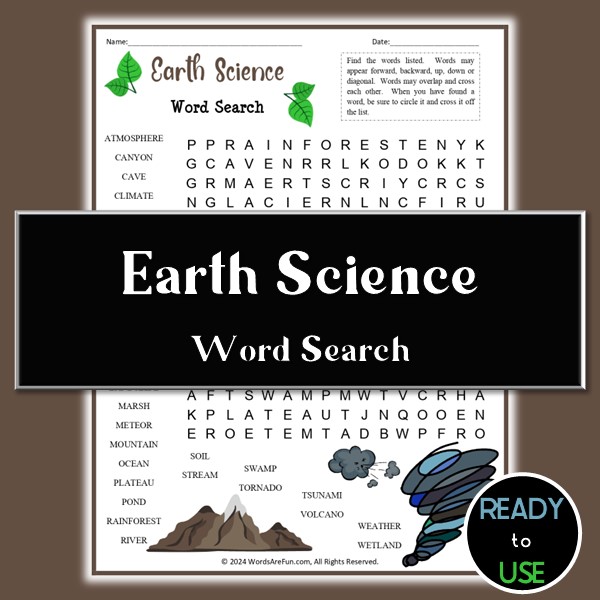 Earth Science Word Search Puzzle | Printable Geology & Weather ...