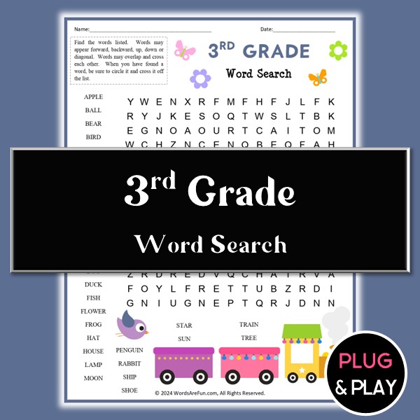 3rd Grade Word Search Printable | Fun Vocabulary Puzzle for Kids