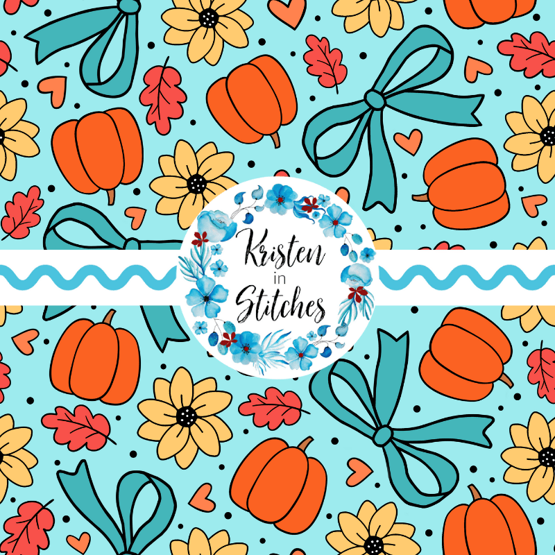 Fall Season Boho Floral Bows Pumpkins Sunflowers and Leaves Seamless Pattern - Payhip