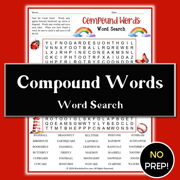 Compound Words Word Search | Printable Vocabulary Puzzle Activity for Kids