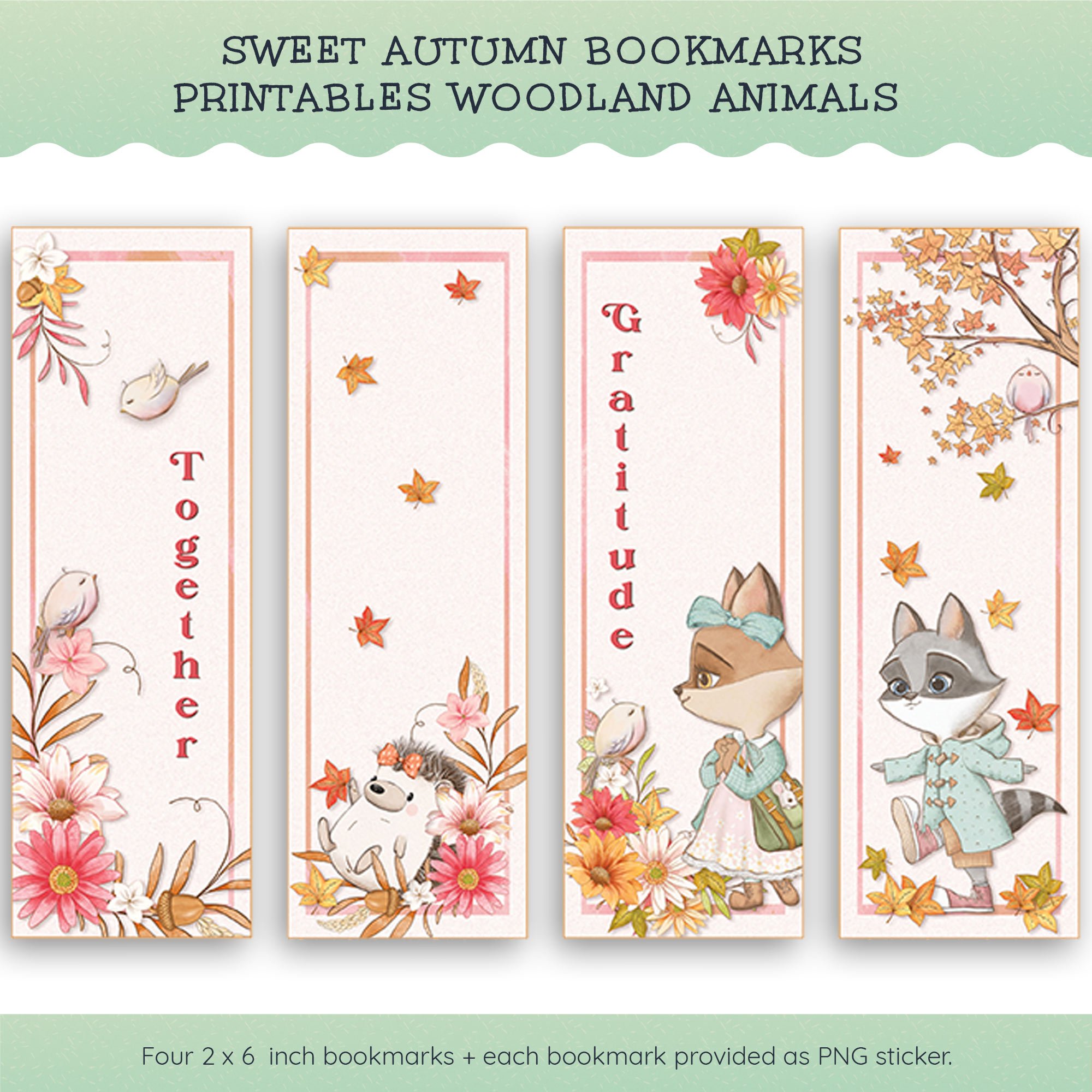 Autumn Bookmarks - Printable Woodland Animals