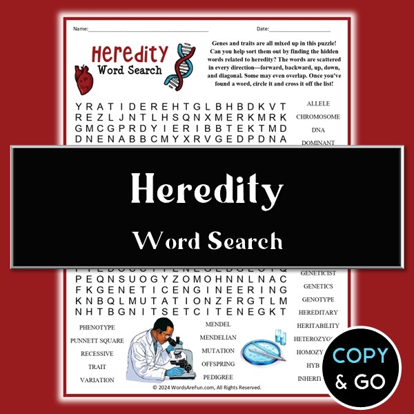 Heredity Word Search Puzzle | Genetics & Inheritance Vocabulary ...