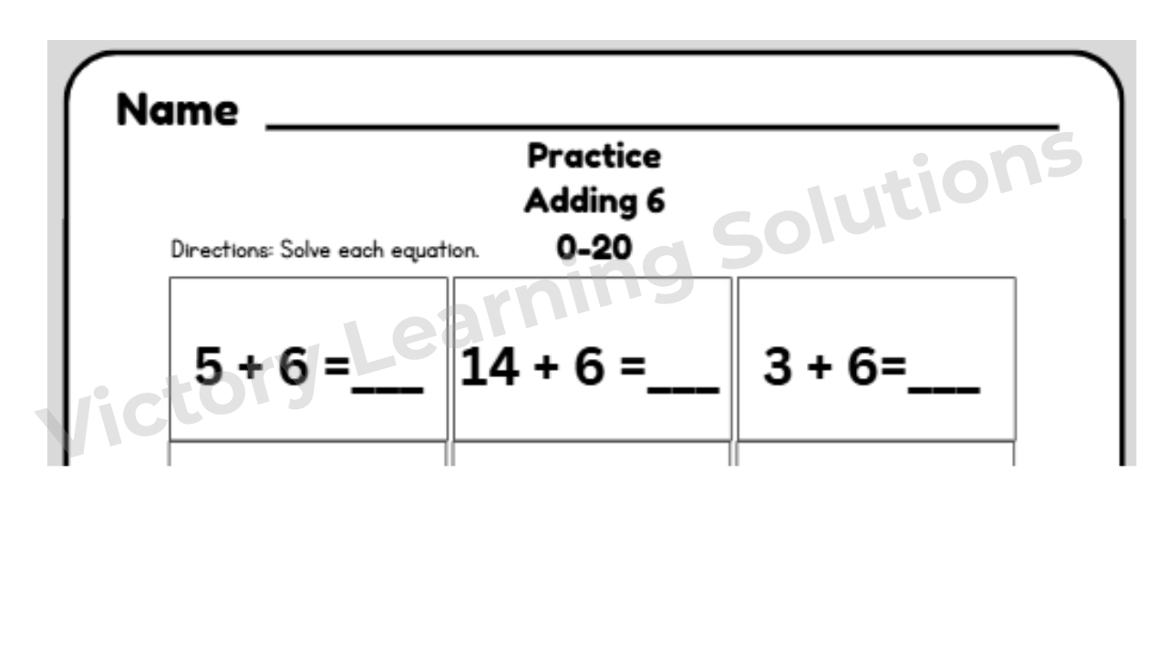 Daily Math Boost: Adding 6 to Numbers 0–20 Practice Worksheet - Payhip