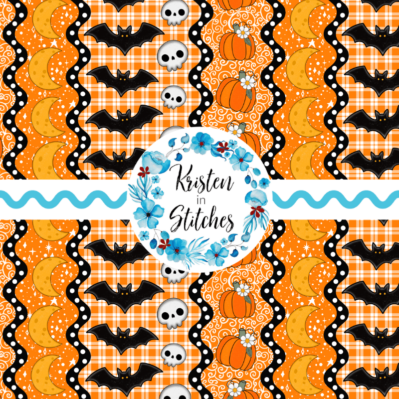 Halloween Haunts Spooky Stripes Pumpkins Bats Skulls Seamless Pattern ...