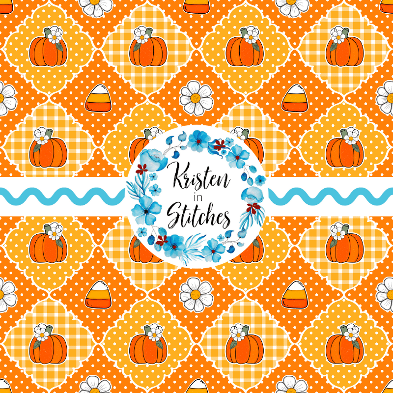 Halloween Pumpkins Candy Corn Daisy Flowers Patchwork Seamless Pattern ...