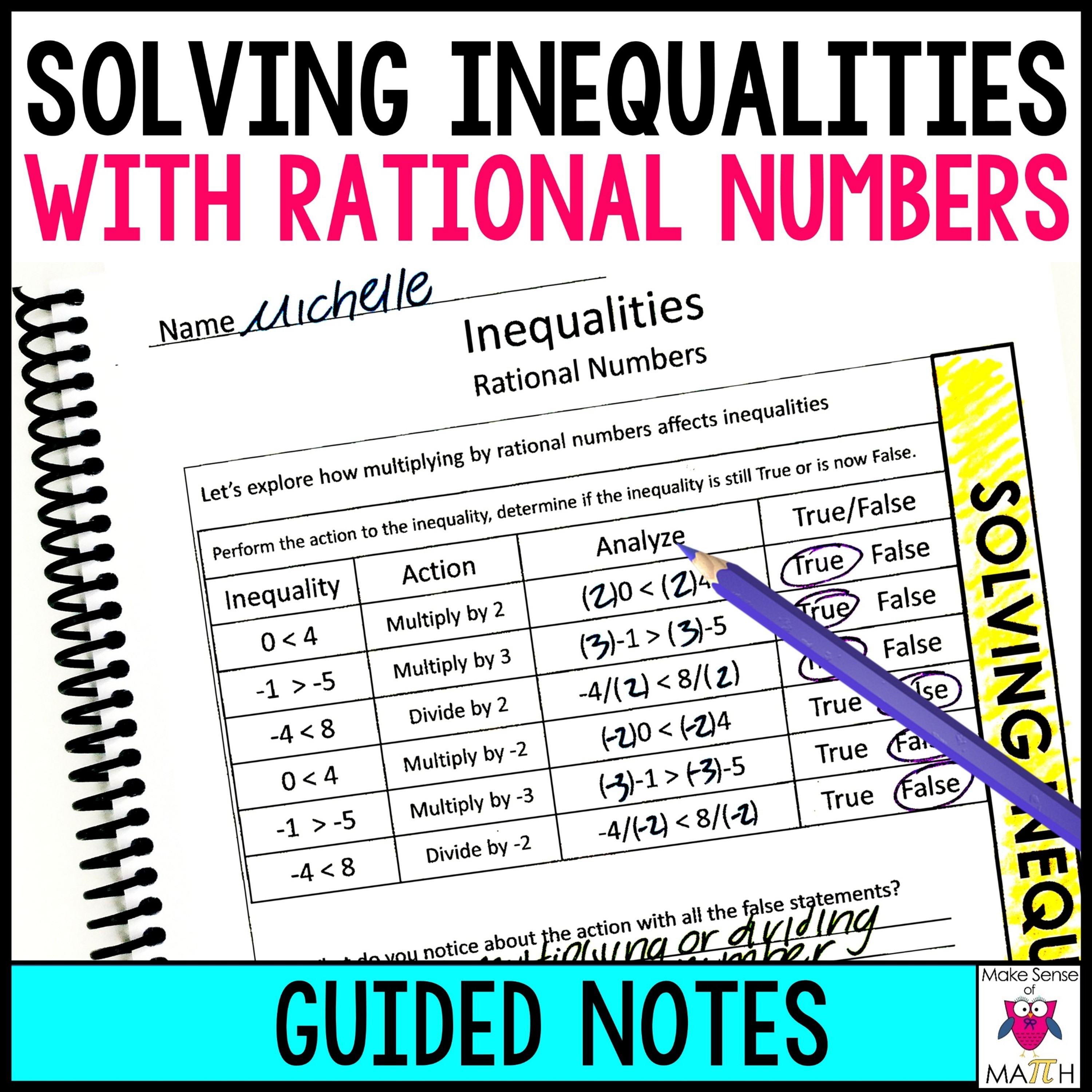 Integer Operations Guided Notes | Integers on a Number Line 7th Grade ...