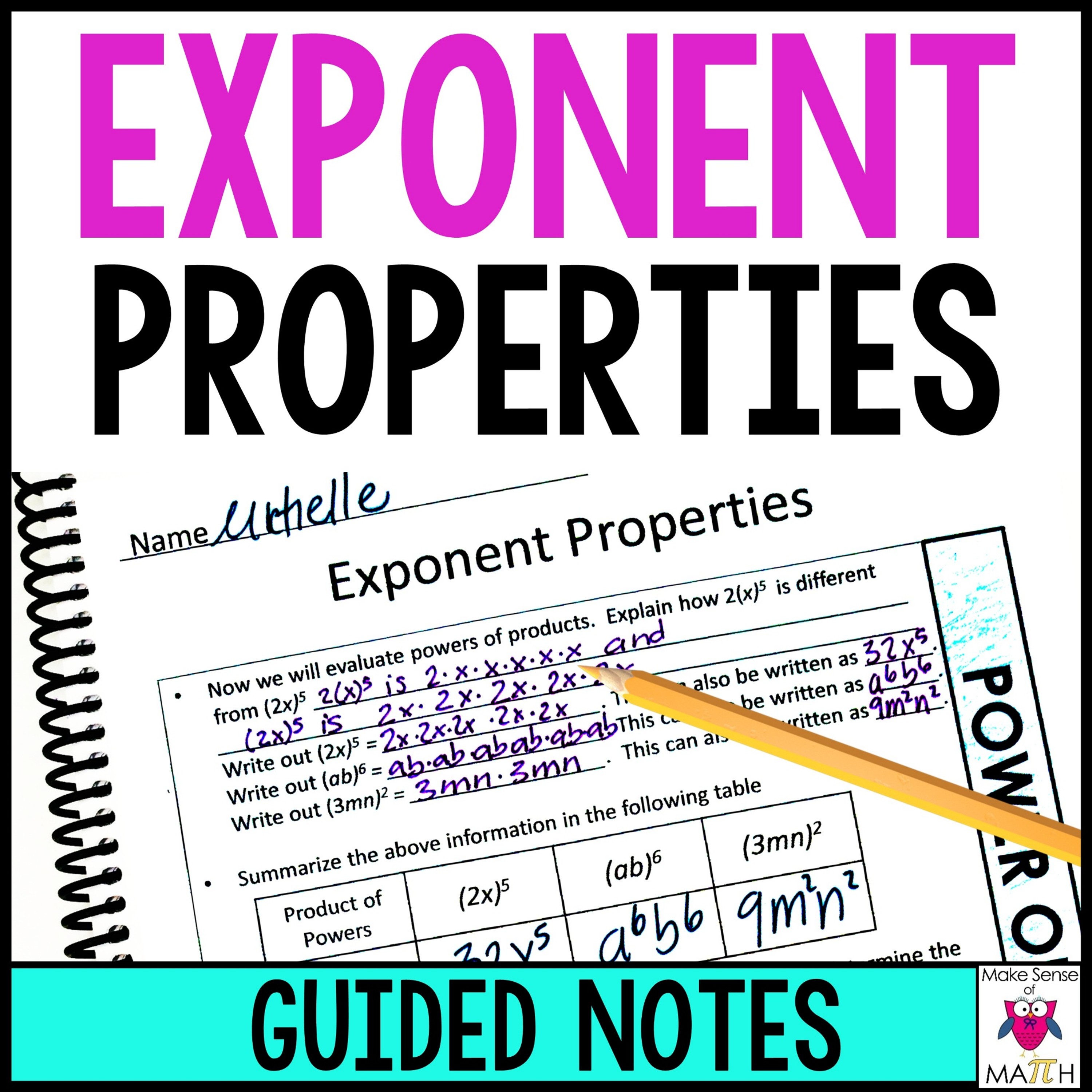 Exponent Properties Guided Notes - Exponent Rules