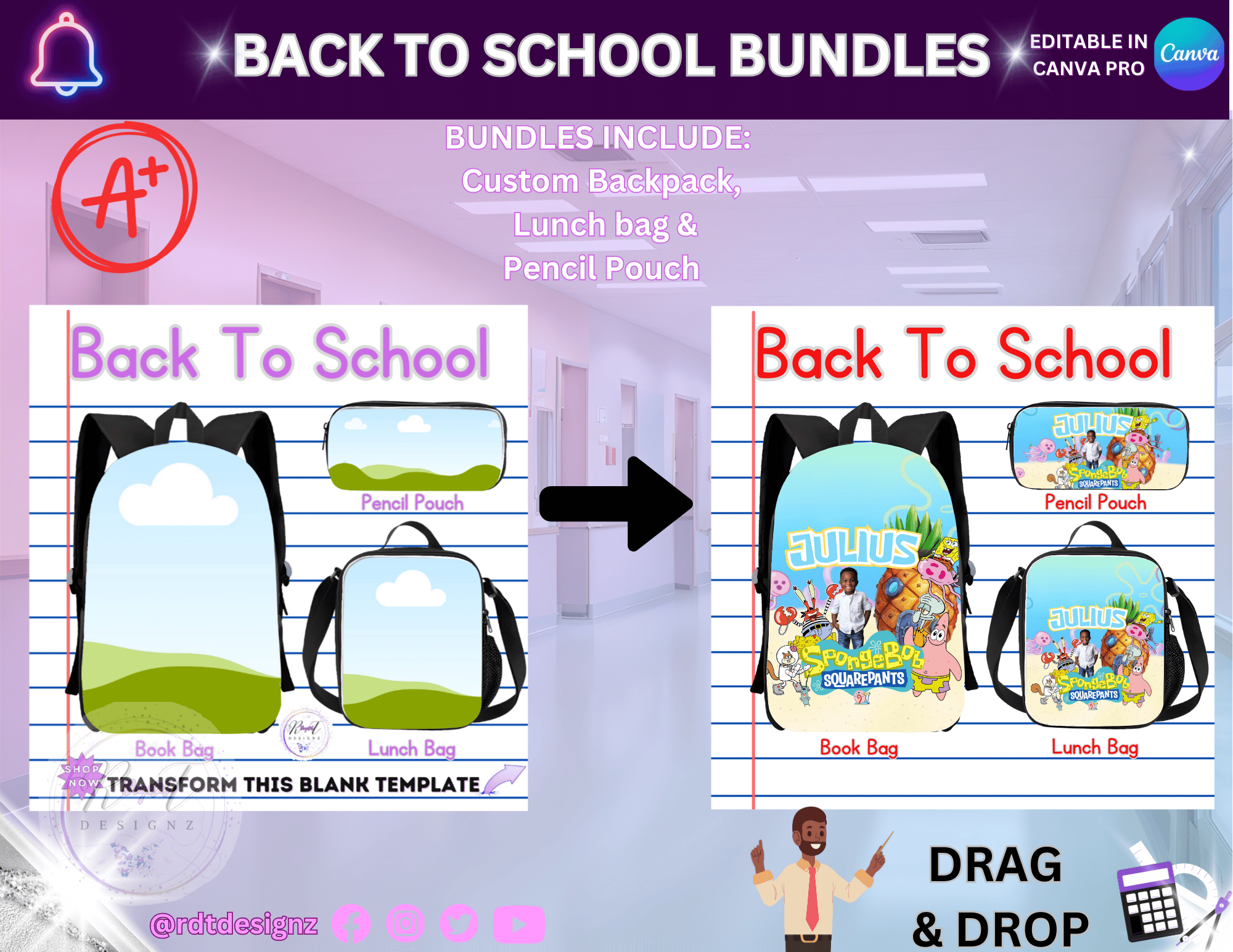 B2S SpongeBob Backpack Mockup Template - Payhip