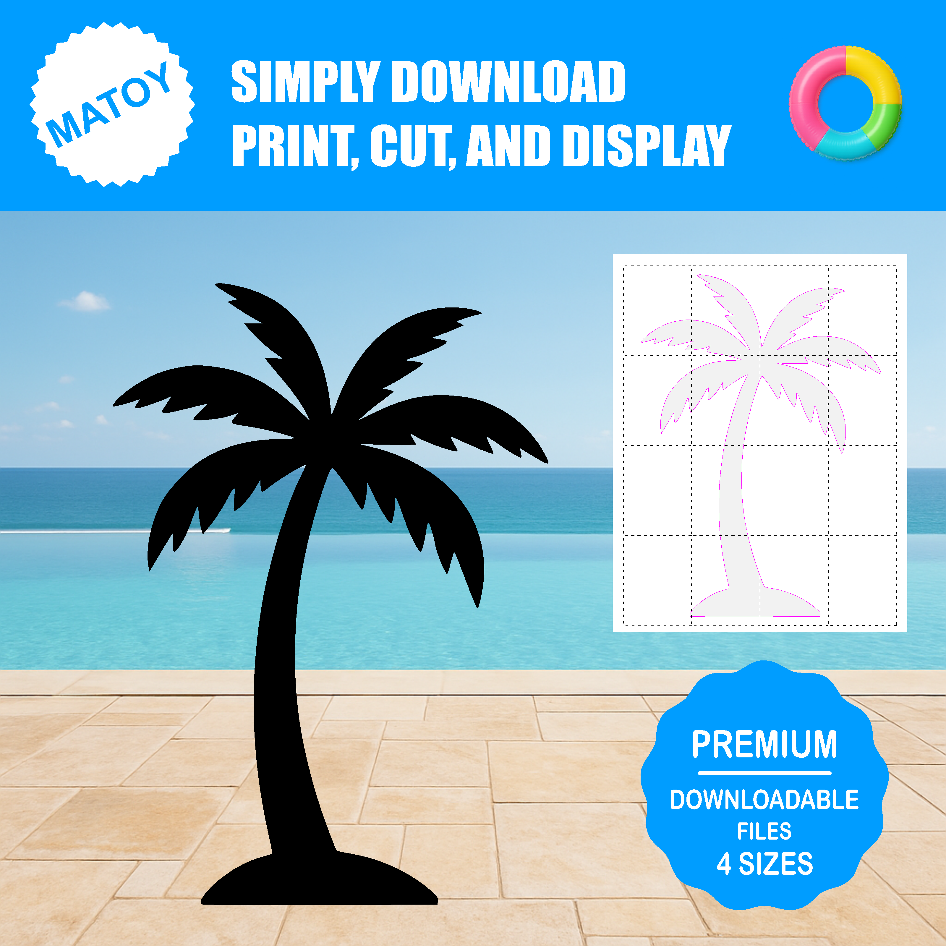 Palm Tree Yard Art Pattern | Trace & Cut Silhouette Stencil | Outdoor ...