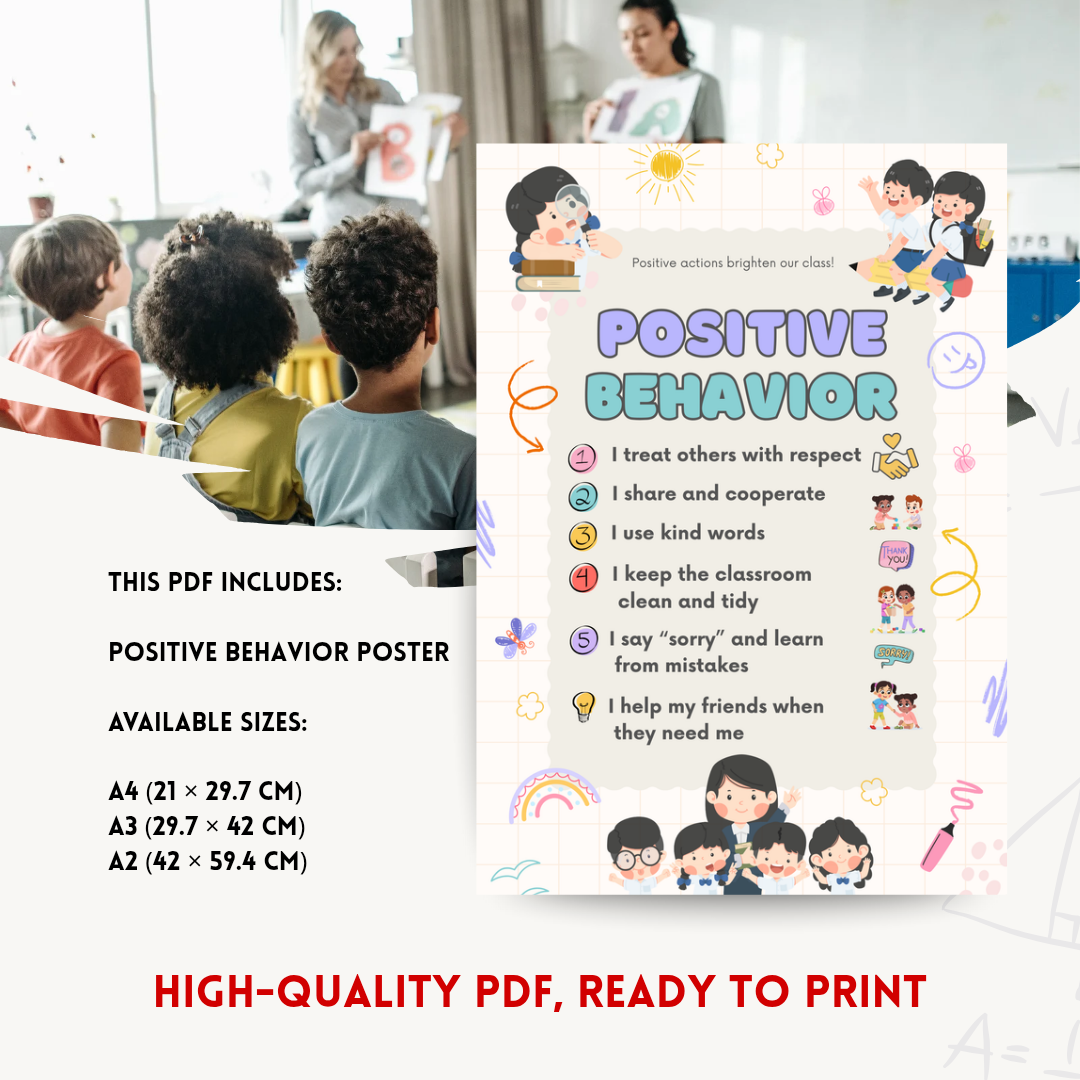 Positive Behavior Poster for Kids – Classroom Decor & Motivation - Payhip