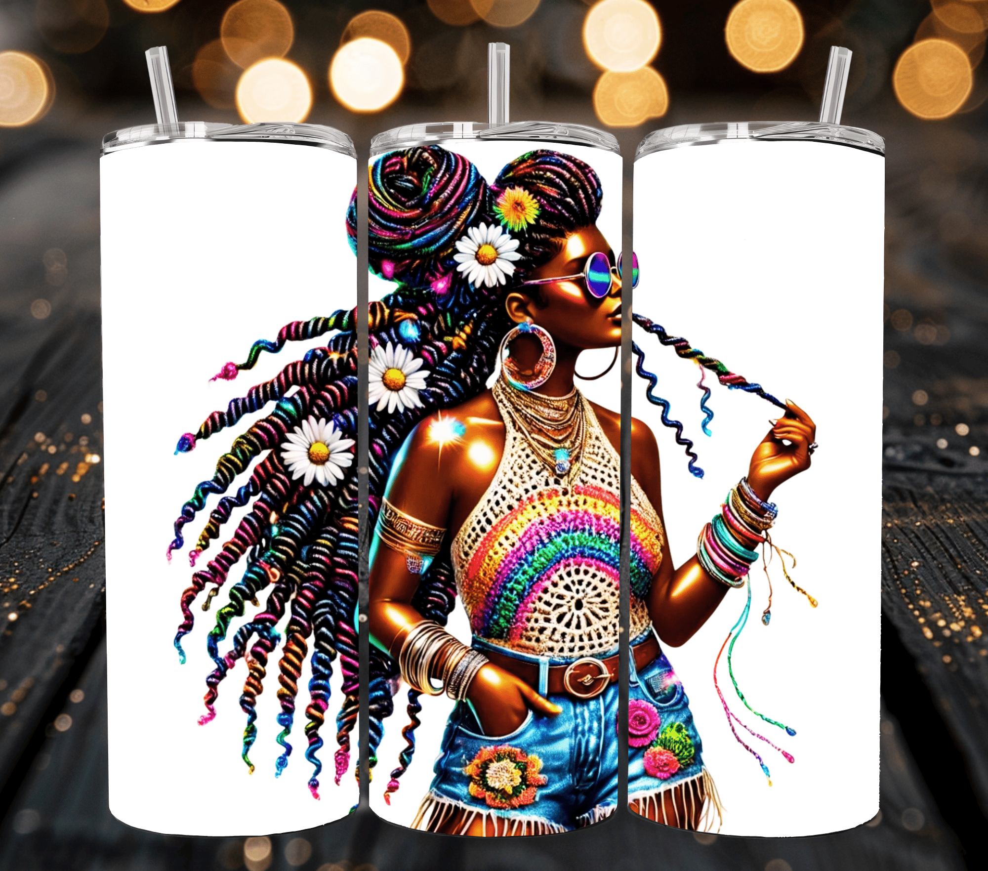 Black Girl Clipart PNG: Boho Afro Woman, Tumbler Design (Digital ...
