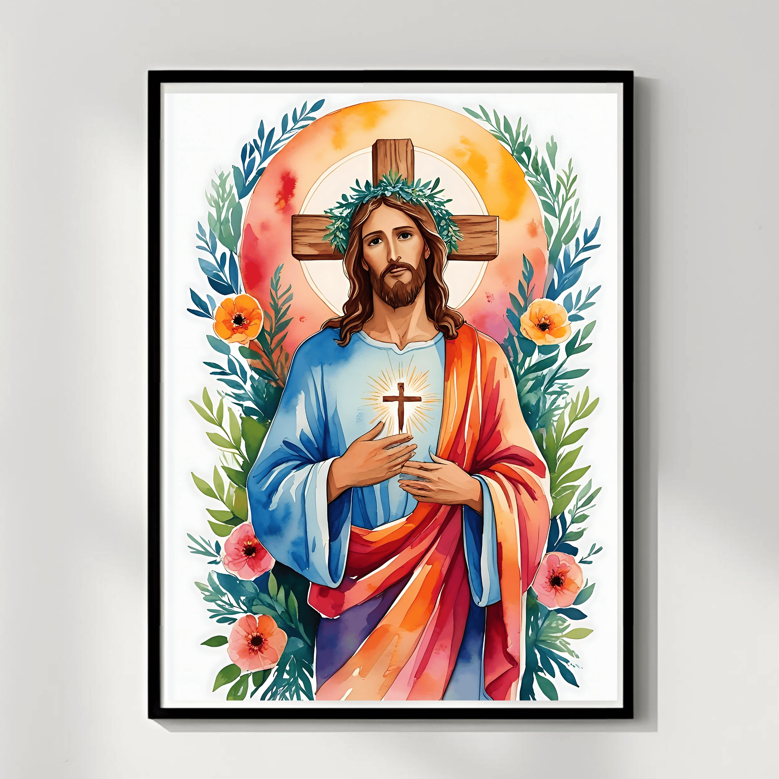 Jesus Christ Watercolor Boho Wall Art | Christian Digital Print with ...