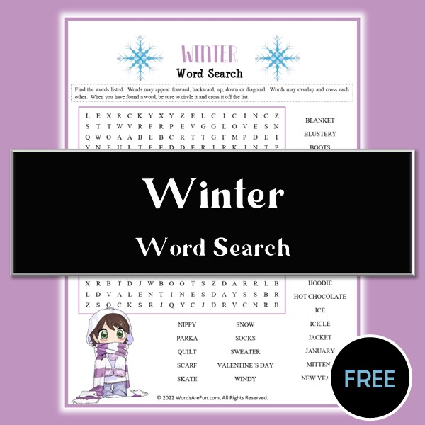 FREE Winter Word Search Puzzle | Fun Printable Activity for Kids Grades 2–5